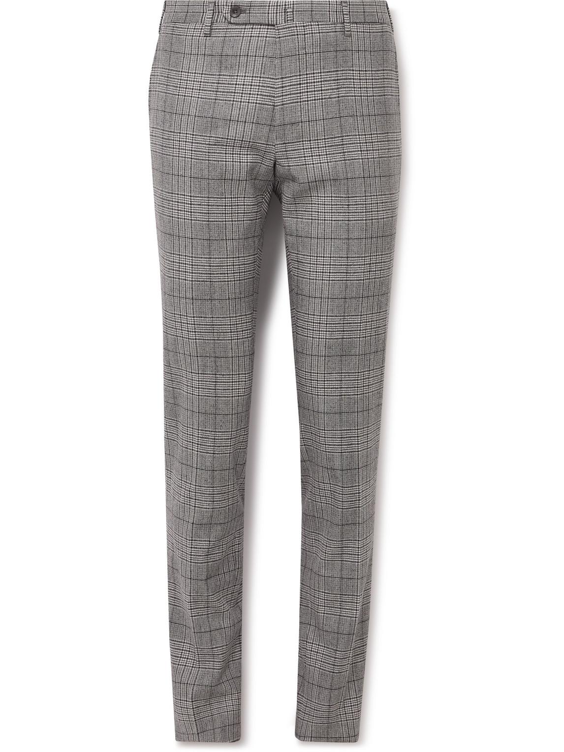 Incotex Slim-fit Tapered Prince Of Wales Checked Virgin Wool-blend Trousers in Gray for Men | Lyst