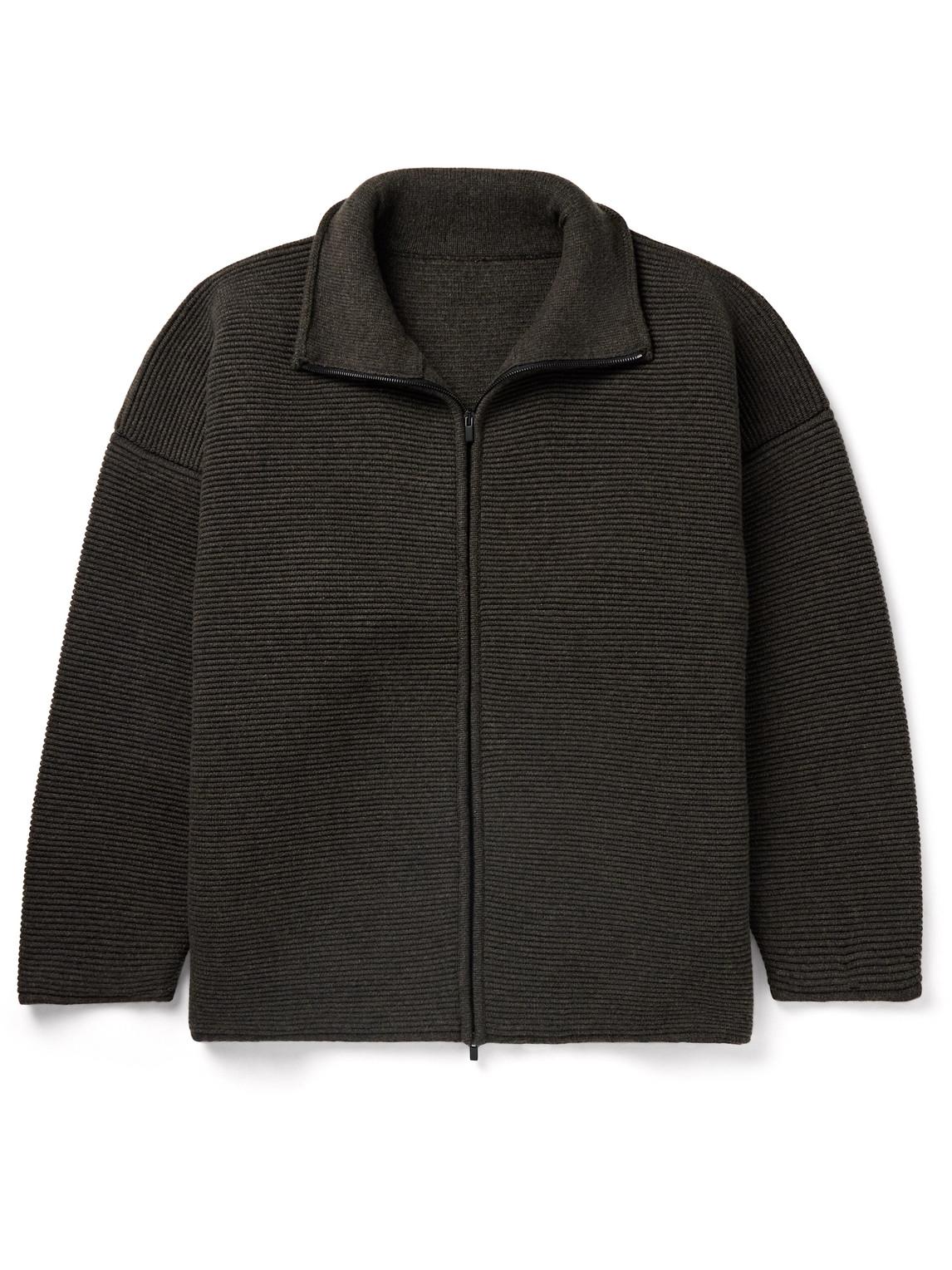 Fear Of God Oversized Ribbed Virgin Wool Zip-up Cardigan in Black for ...
