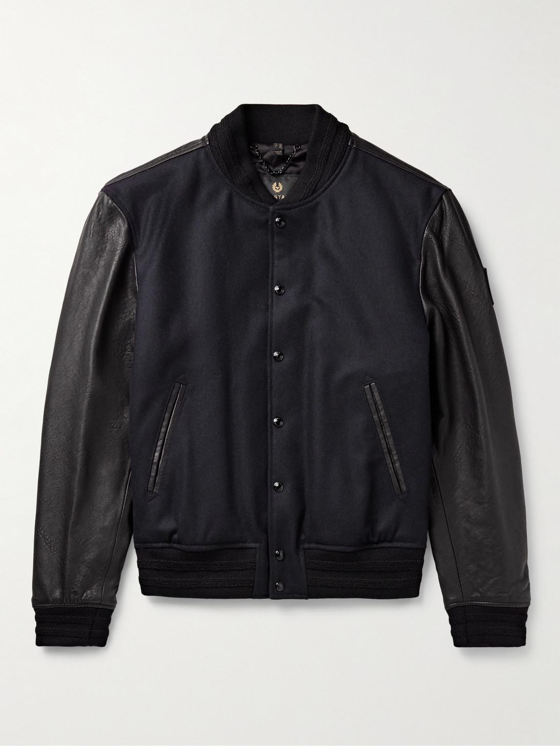 Belstaff Hadley Logo-appliquéd Leather And Wool-blend Felt Varsity ...