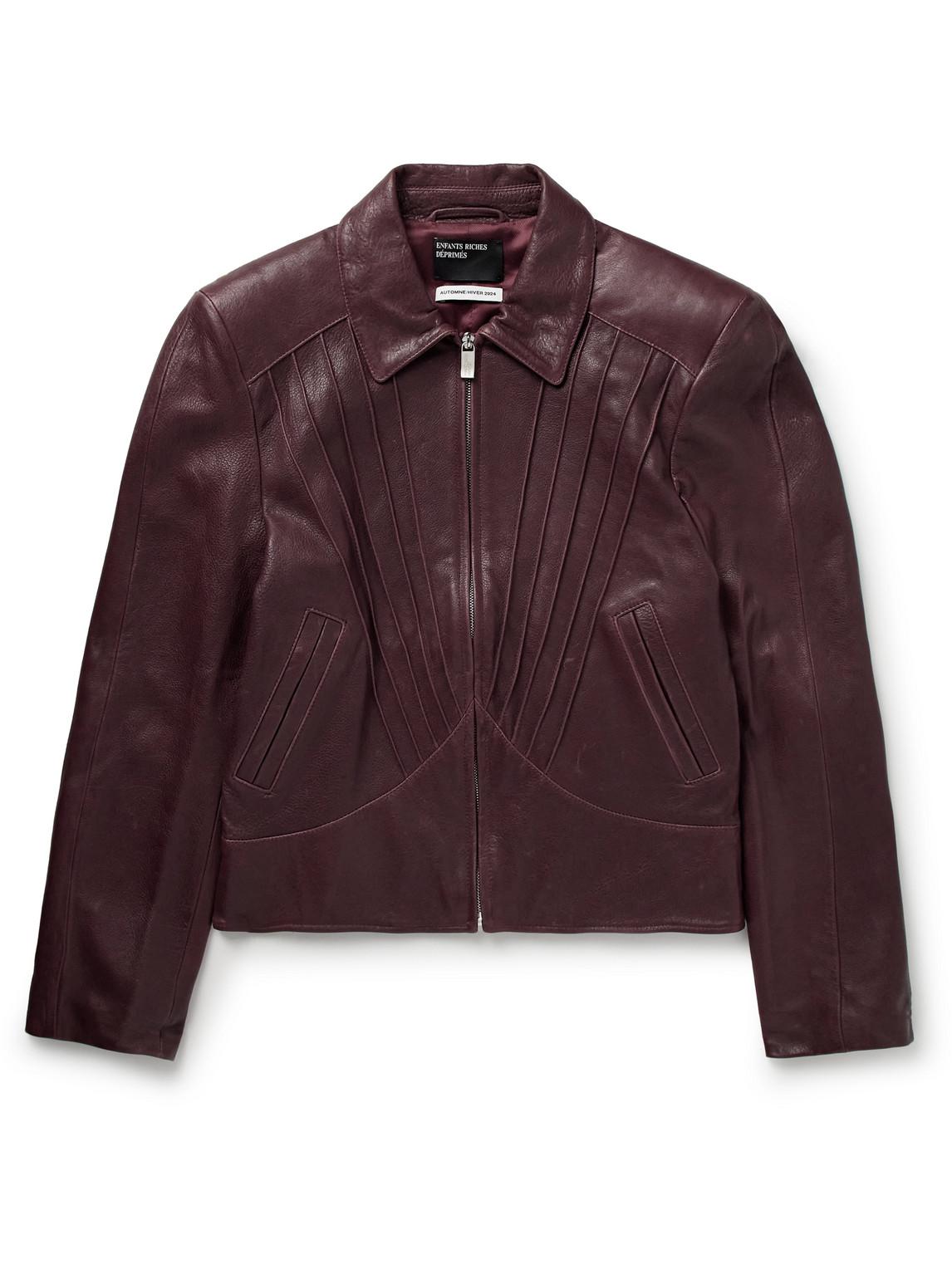 Enfants Riches Deprimes Slim-fit Pintucked Full-grain Leather Jacket in ...