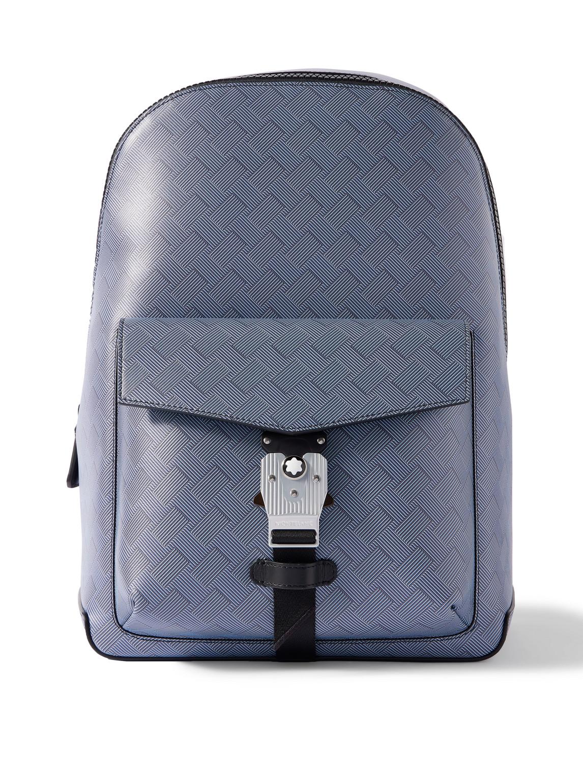 Montblanc Textured-leather Backpack in Blue for Men | Lyst