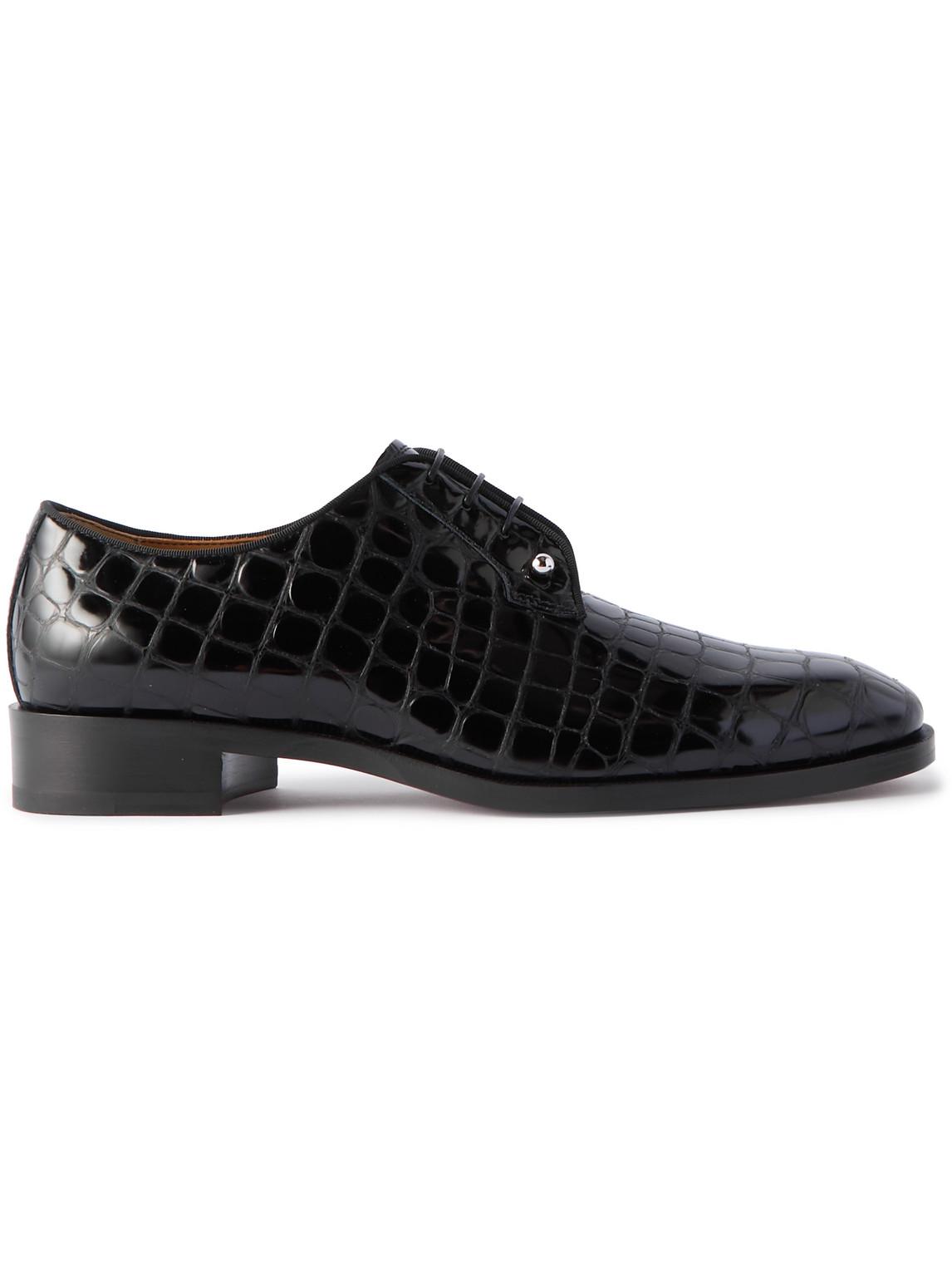 Christian Louboutin Chambeliss Embellished Croc-Effect Leather Derby ...