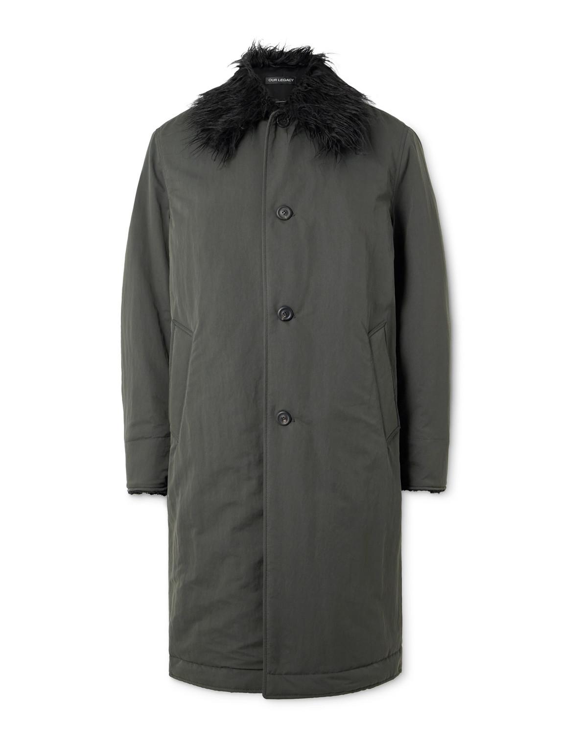 Our Legacy Polar Faux Fur-trimmed Tech-shell Coat in Gray for Men | Lyst