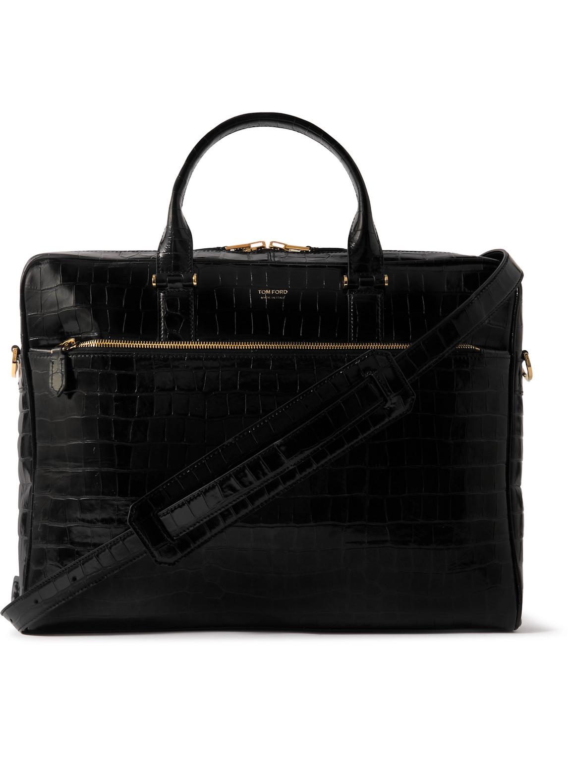 Tom Ford Croc-effect Leather Briefcase in Black for Men | Lyst