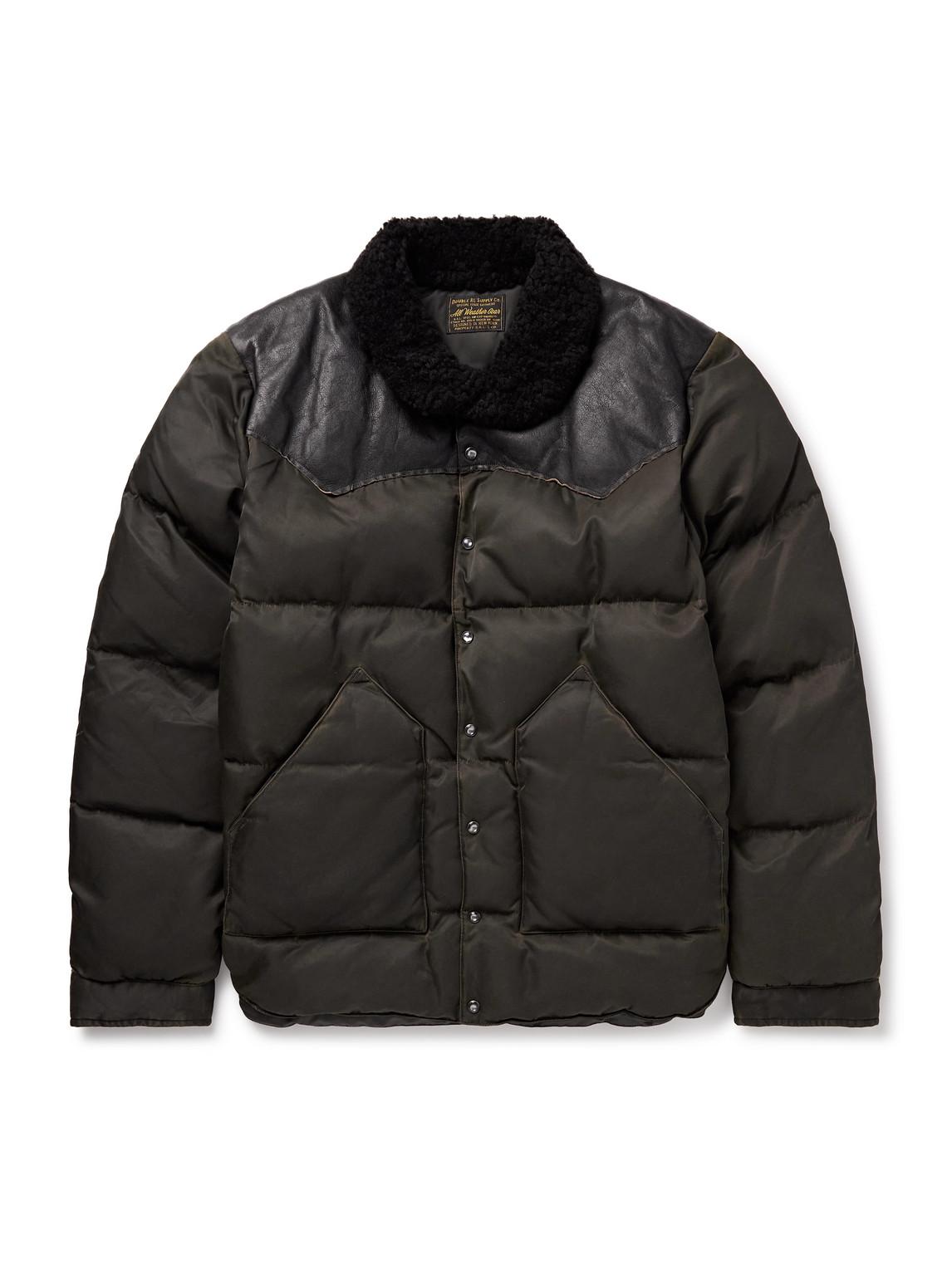 RRL Surrey Leather And Shearling-trimmed Padded Quilted Recycled-shell ...
