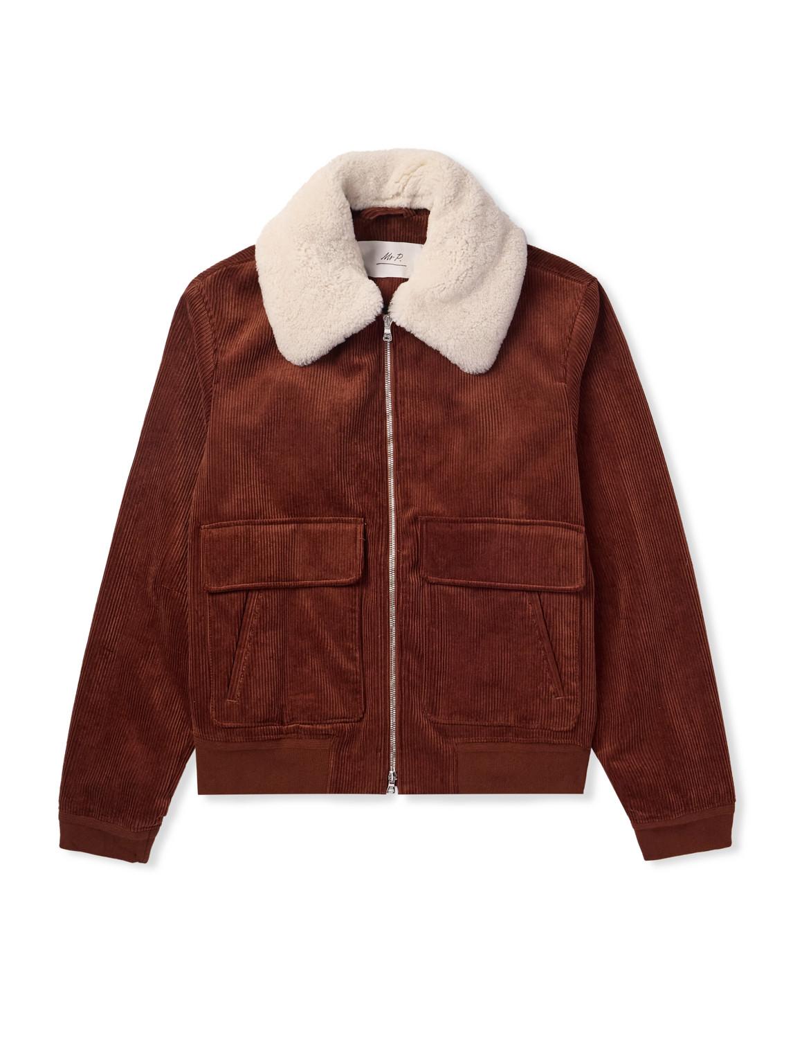 MR P. Shearling-Trimmed Cotton-Corduroy Bomber Jacket in Red for Men | Lyst