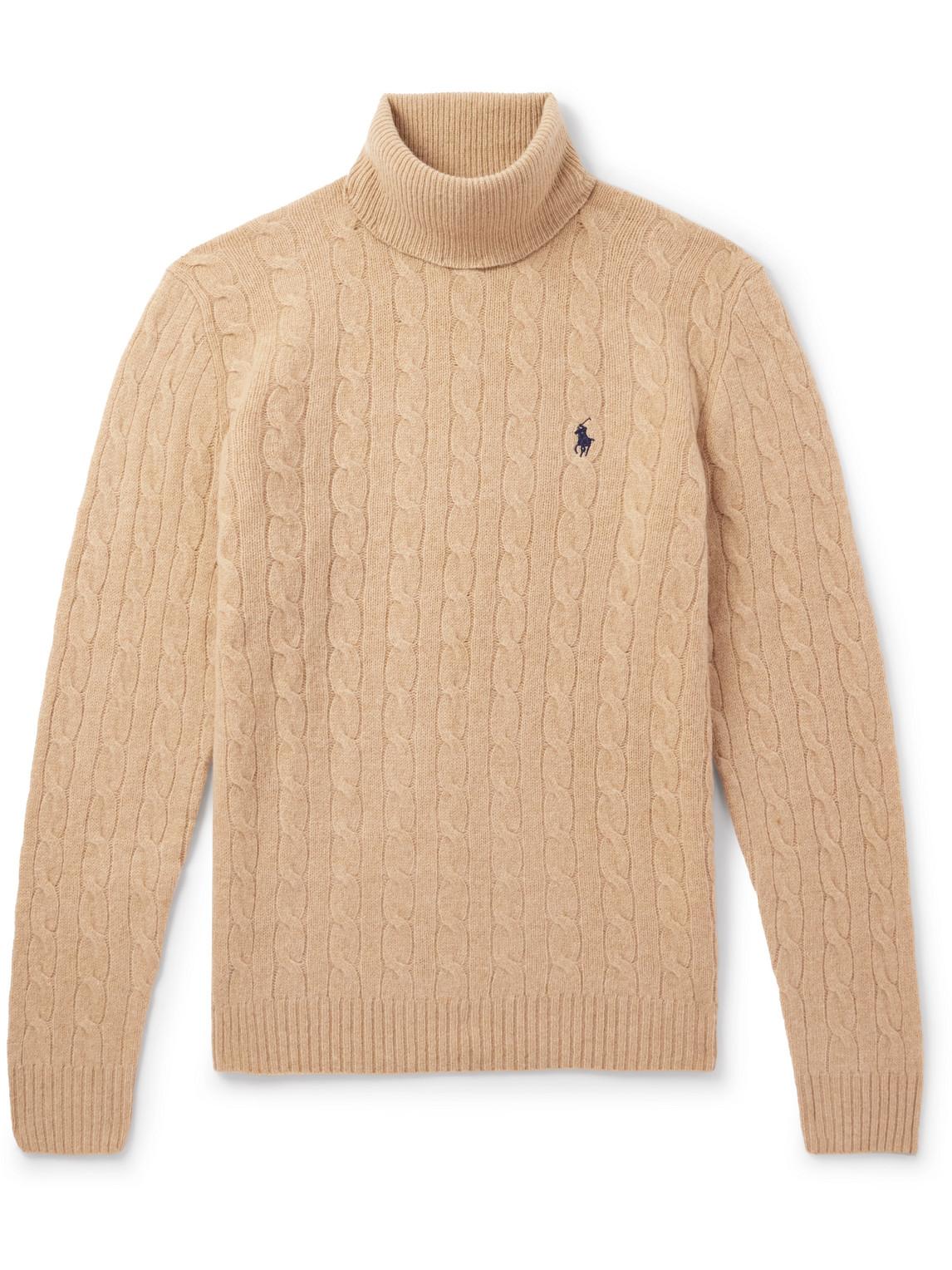 Polo Ralph Lauren Cable-knit Wool And Cashmere-blend Rollneck Sweater in Natural for Men | Lyst