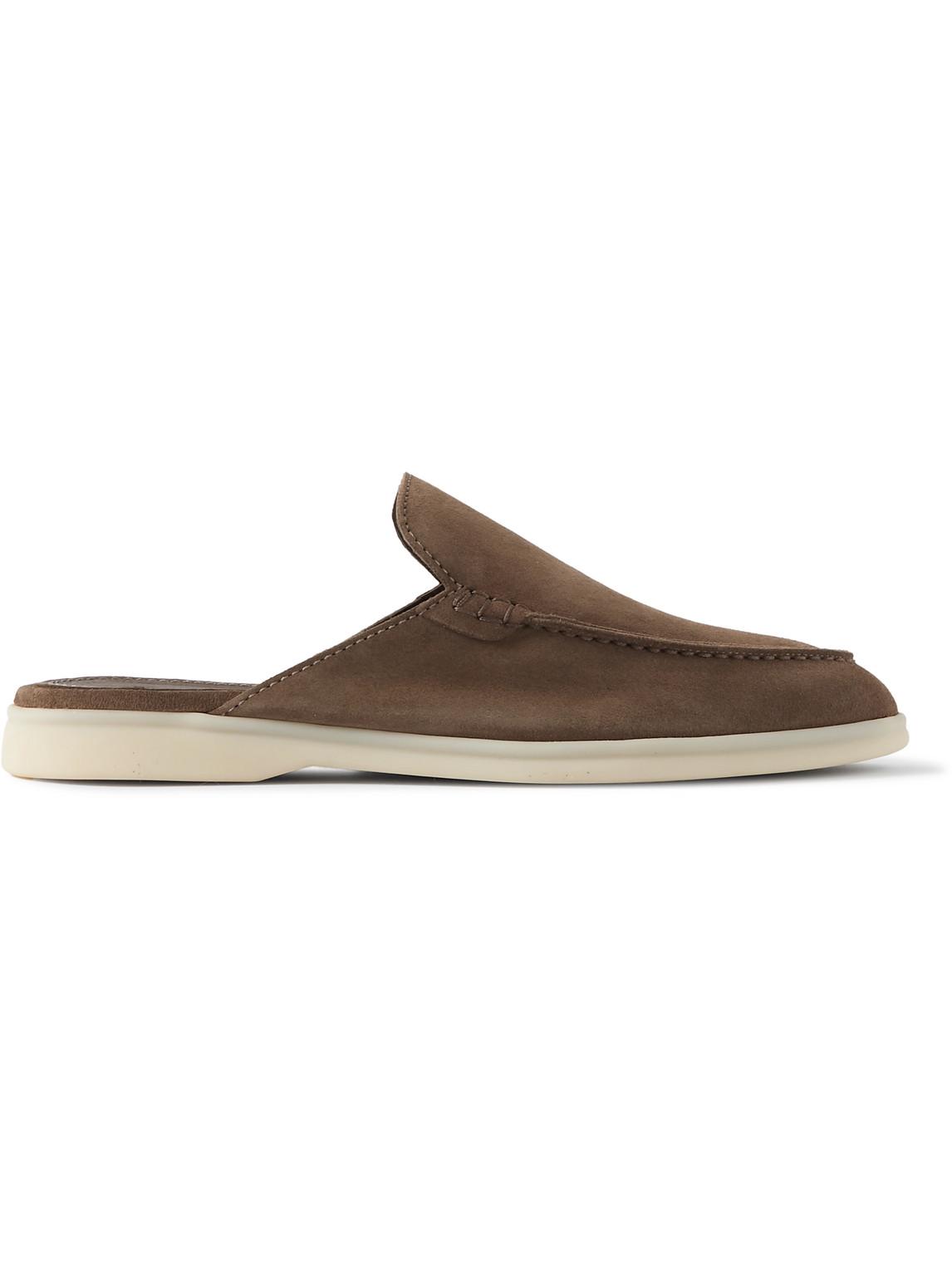 Loro Piana Babouche Walk Suede Backless Loafers in Brown for Men | Lyst