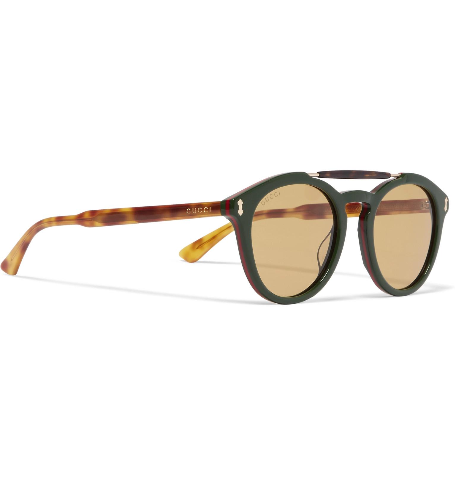 Gucci Round Frame Acetate Sunglasses In Green For Men Lyst