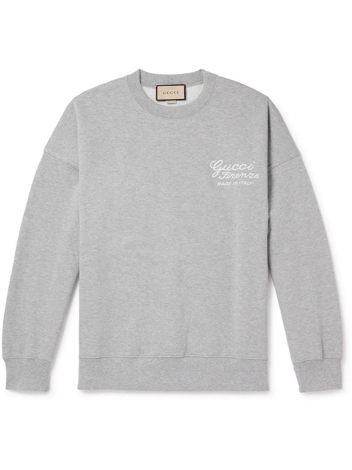 Gucci Cotton Jersey Sweatshirt With Embroidery in Gray for Men | Lyst