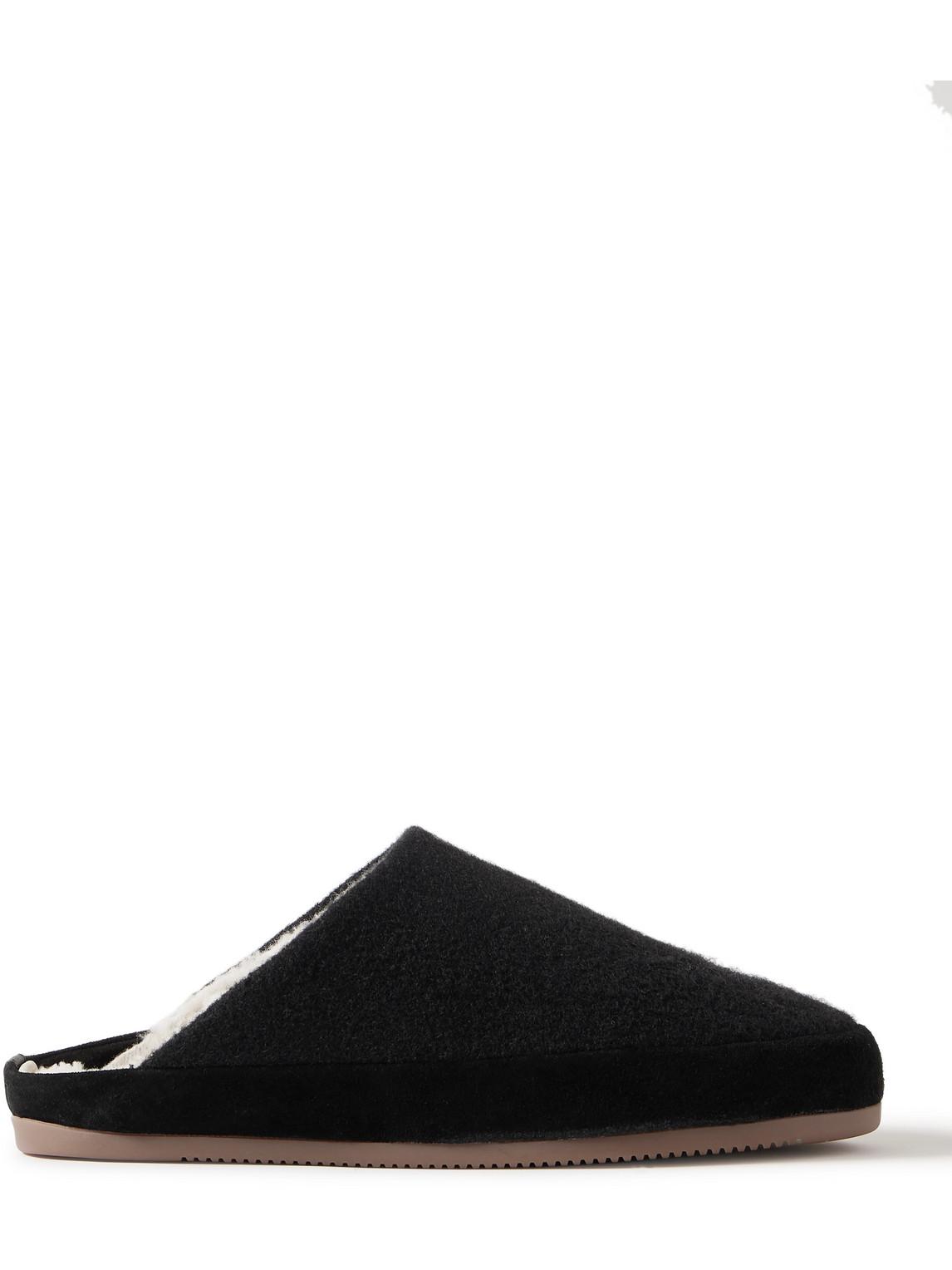 Mulo Suede-trimmed Shearling-lined Wool Slippers in Black for Men | Lyst