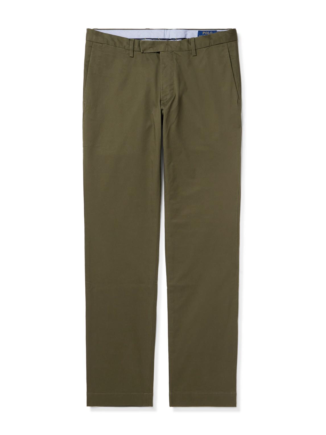 Polo Ralph Lauren Slim-fit Straight-leg Stretch-cotton Twill Trousers in Green for Men | Lyst