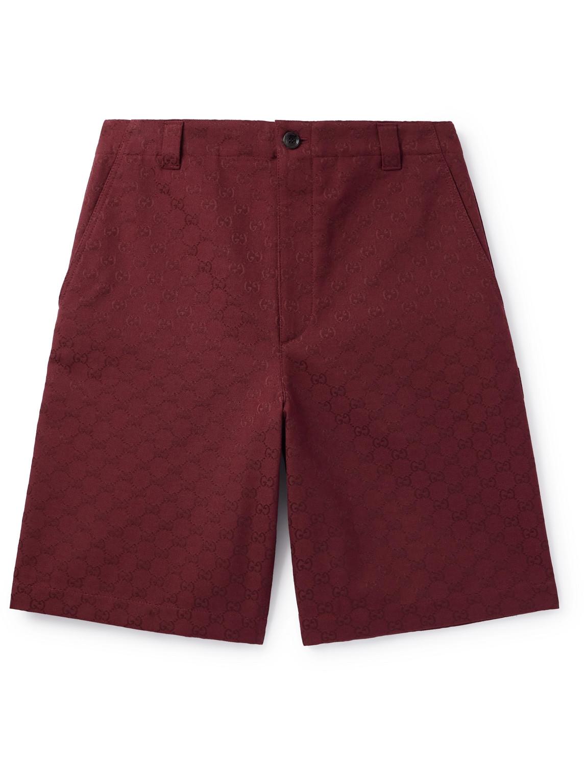 Gucci Straight-Leg Logo-Jacquard Cotton-Blend Canvas Shorts in Red for ...