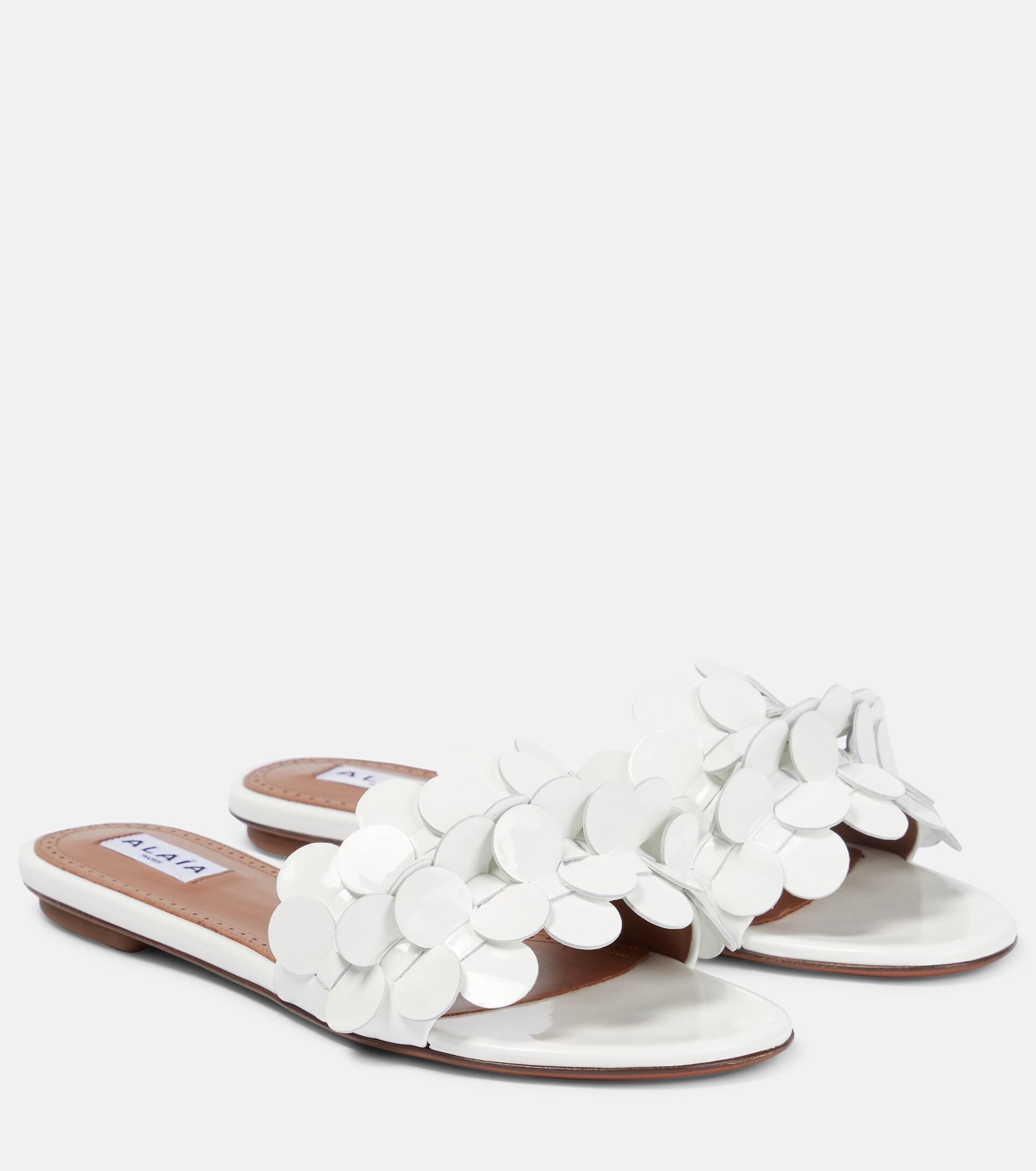Alaïa Alaia Confetti Leather Sandals in White | Lyst