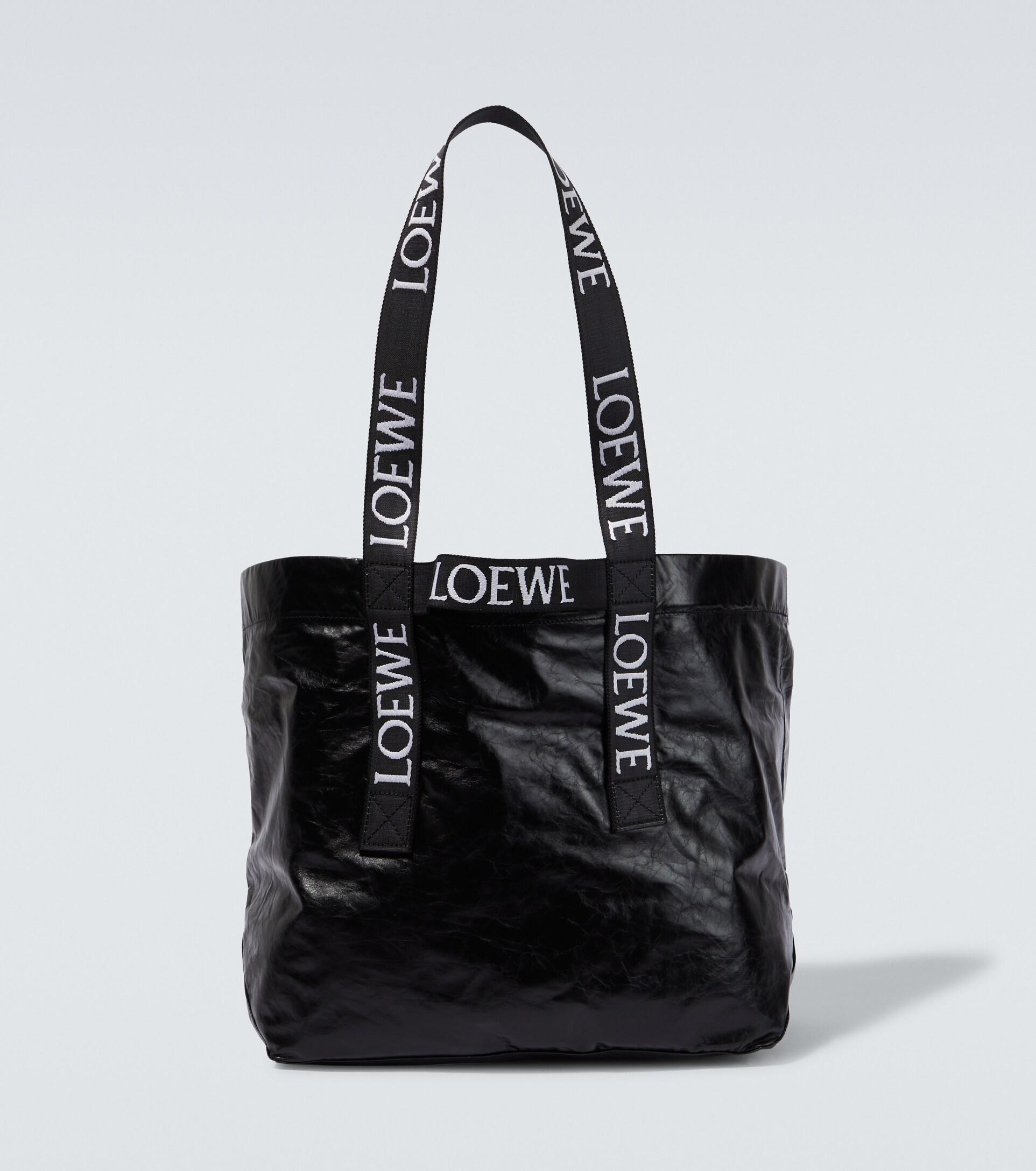 Loewe Fold Shopper Leather Tote Bag in Black for Men | Lyst