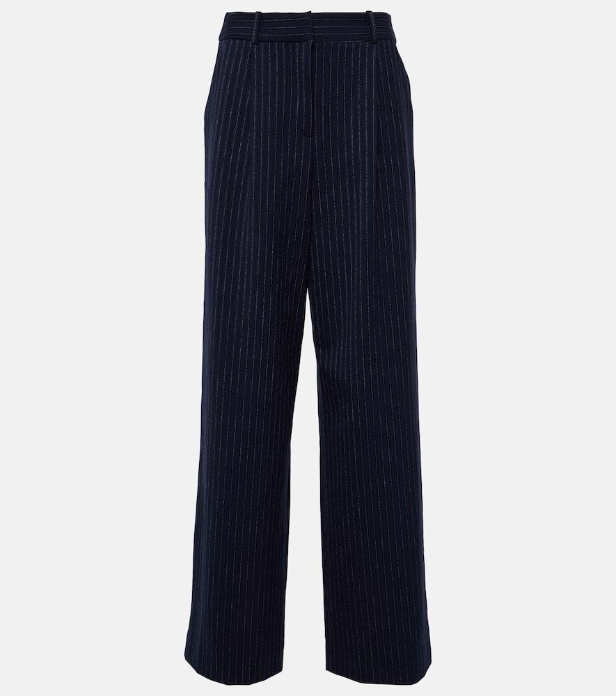 Veronica Beard Heyser Pinstripe High-rise Wide-leg Pants in Blue | Lyst