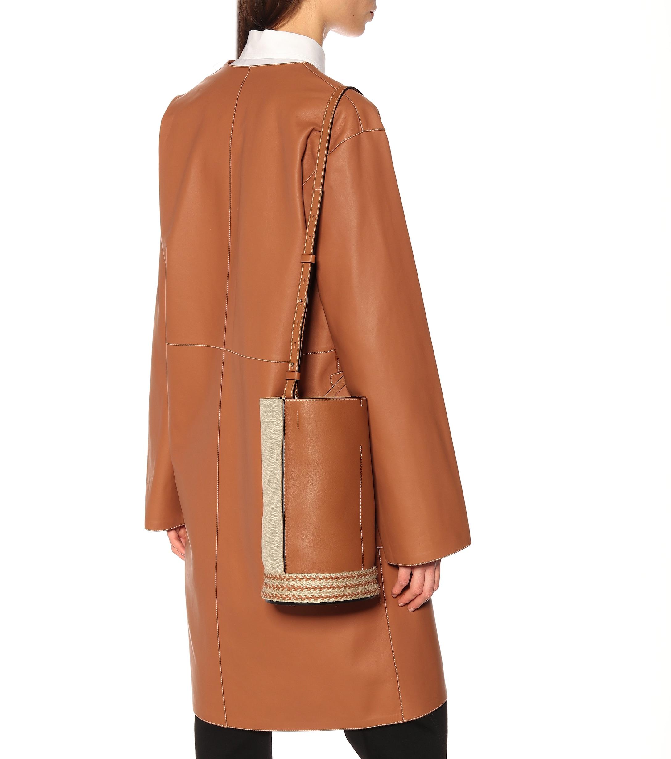 Loewe Gate Leather Jute-trim Bucket Bag in Tan (Natural) - Lyst