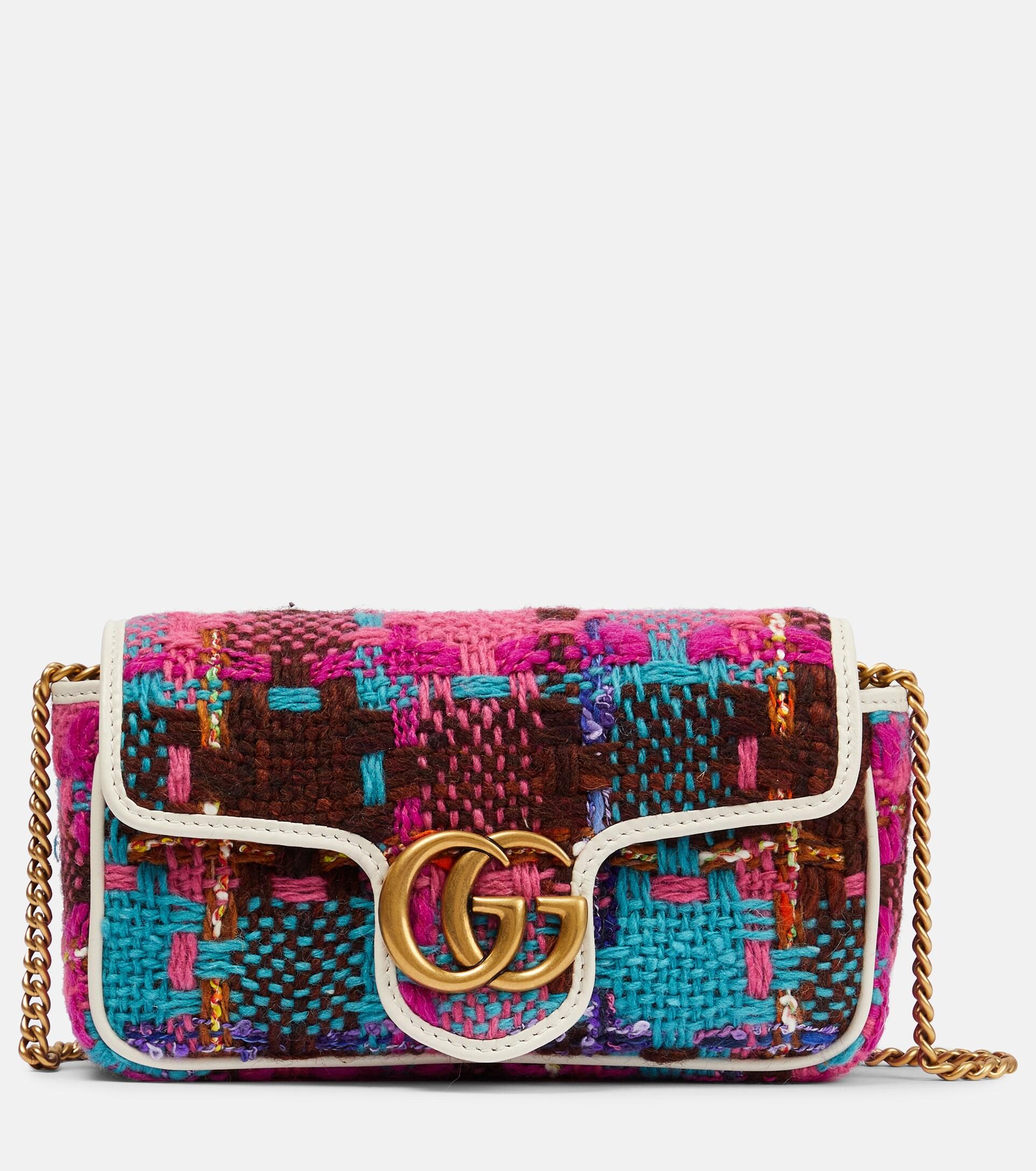 Gucci GG Marmont Tweed Shoulder Bag in Red | Lyst