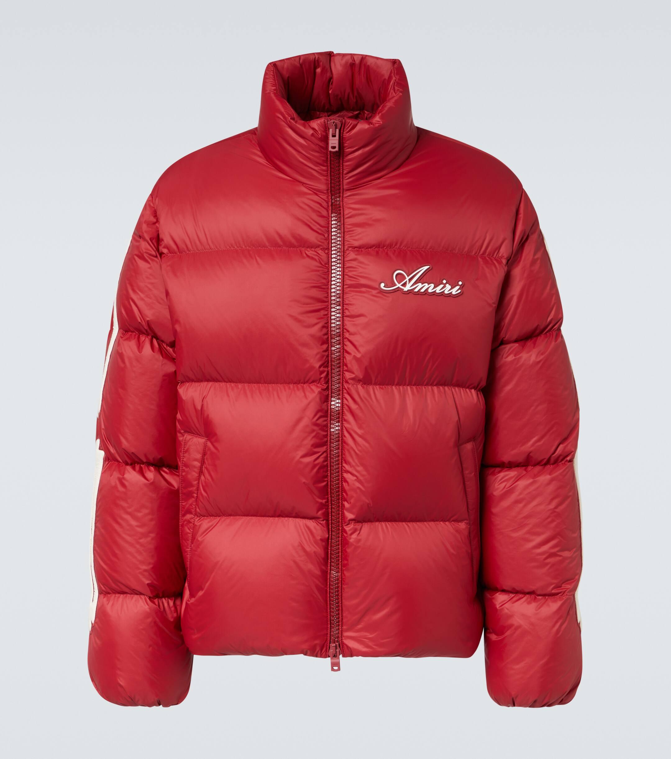 Amiri Bones Logo Patch-applique Down Jacket in Red for Men | Lyst UK