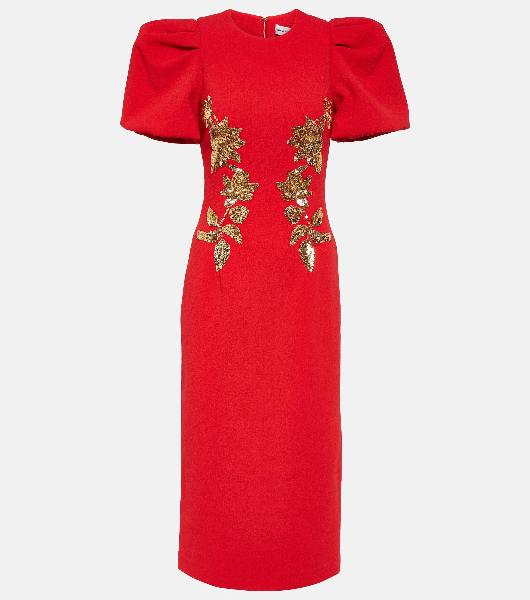 Rebecca Vallance Versailles Sequined Crepe Midi Dress in Red | Lyst UK