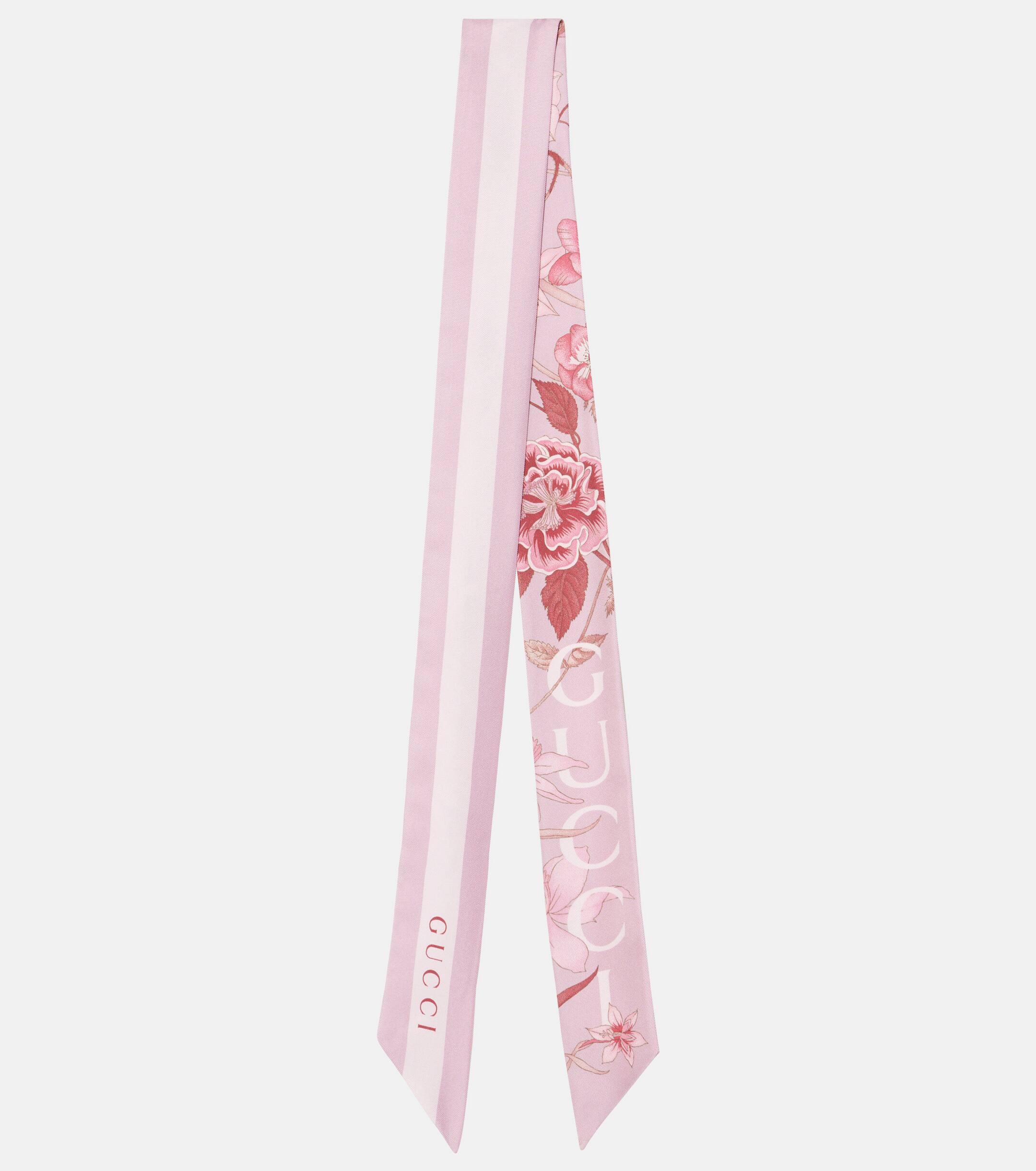 Gucci Floral Silk Scarf in Pink | Lyst UK