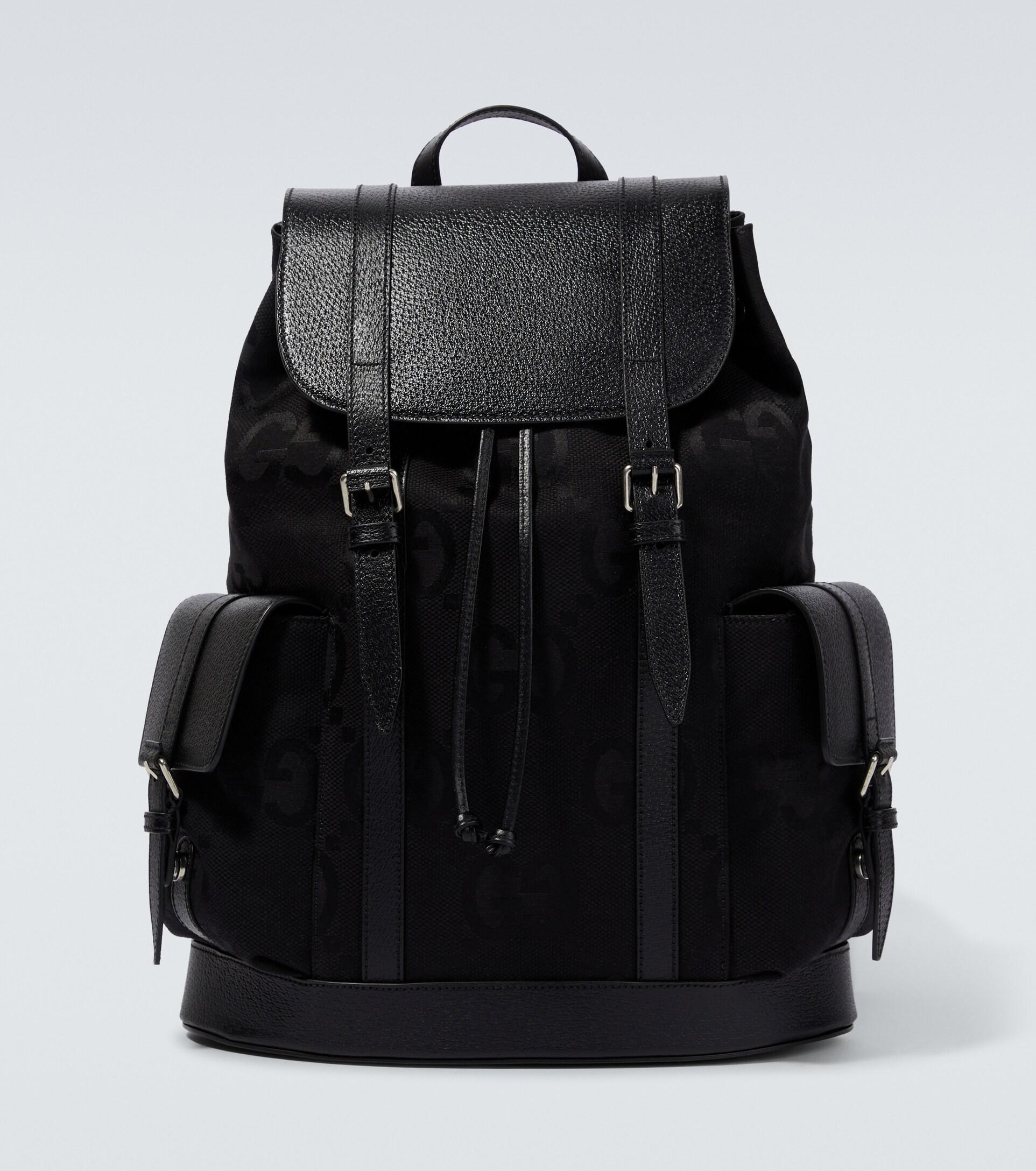 Gucci Jumbo GG Leather-trimmed Backpack in Black for Men | Lyst Gucci Jumbo GG Leather-trimmed Backpack in Black for Men | Lyst
