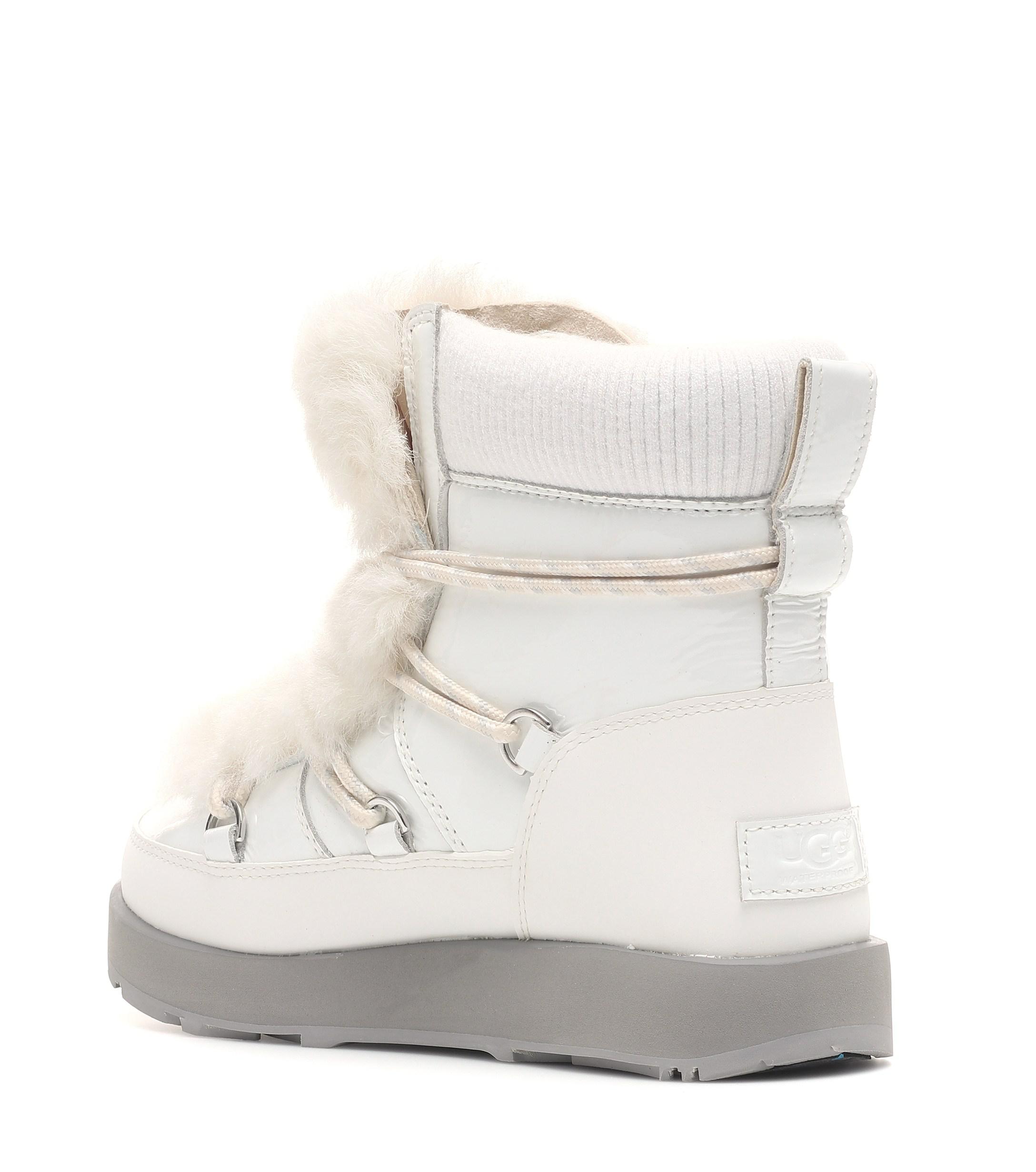 UGG Leather Highland Waterproof Ankle Boots in White - Lyst
