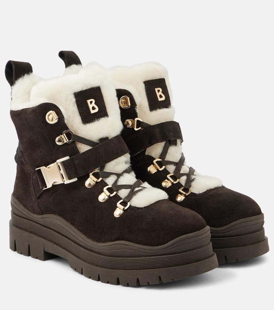 Bogner Arosa Shearling-trimmed Suede Ankle Boots in Black | Lyst