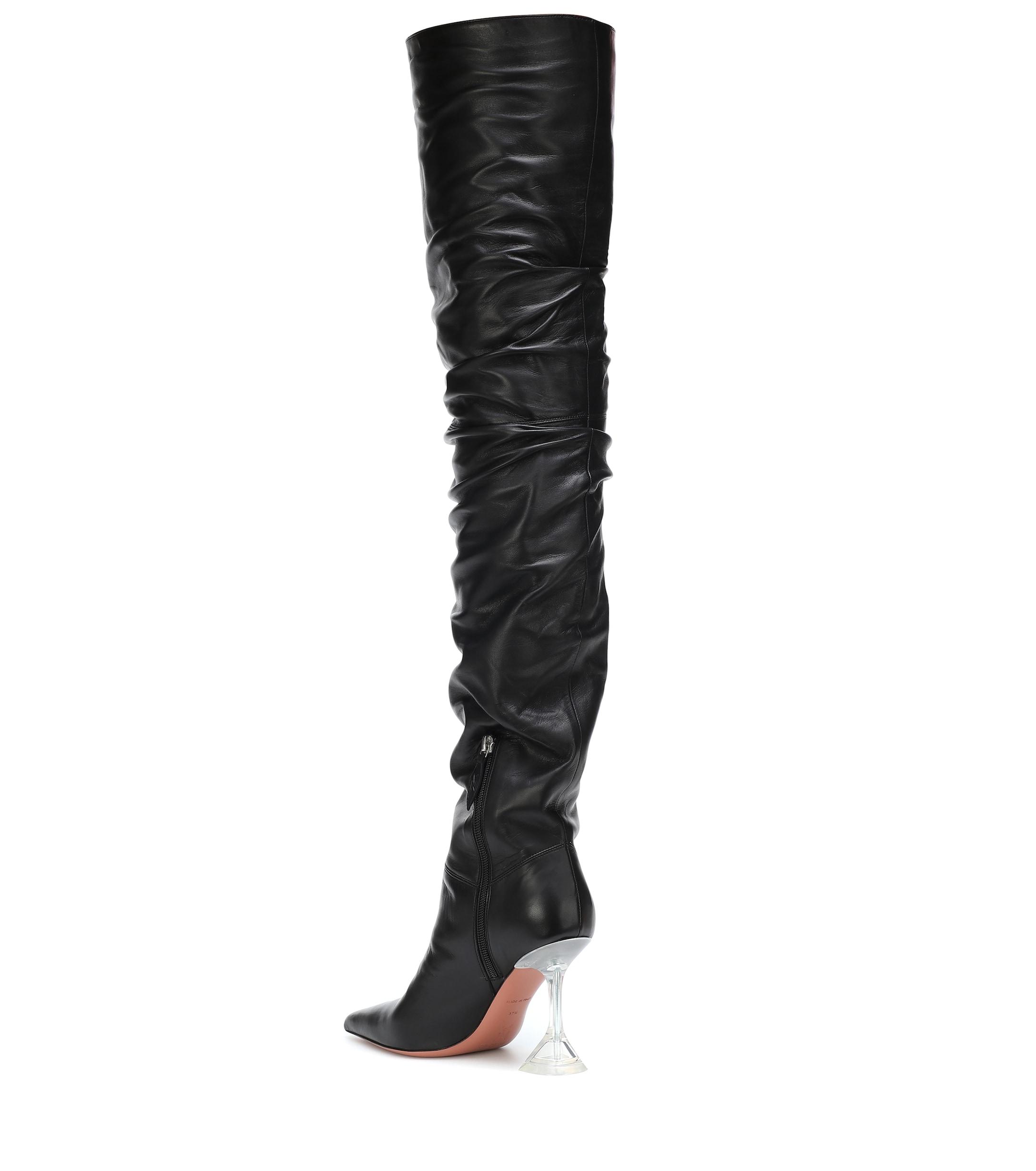 AMINA MUADDI Olivia Leather Over-the-knee Boots in Black - Lyst