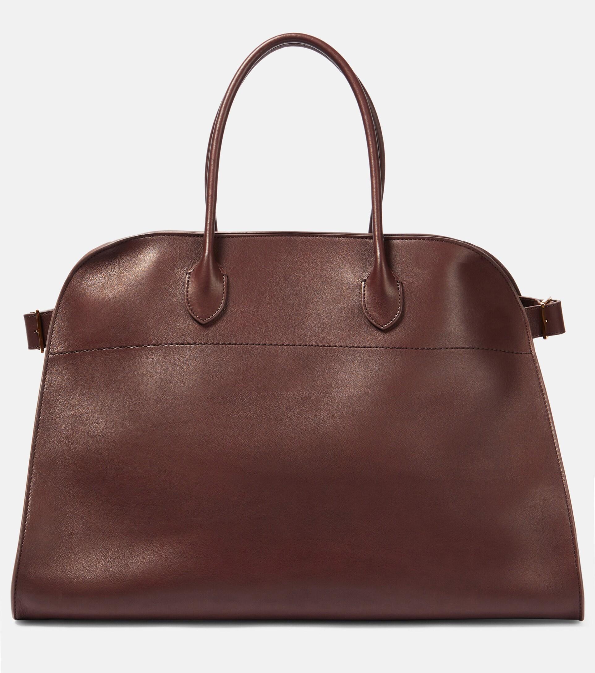 The Row Margaux 17 Leather Tote Bag in Brown | Lyst