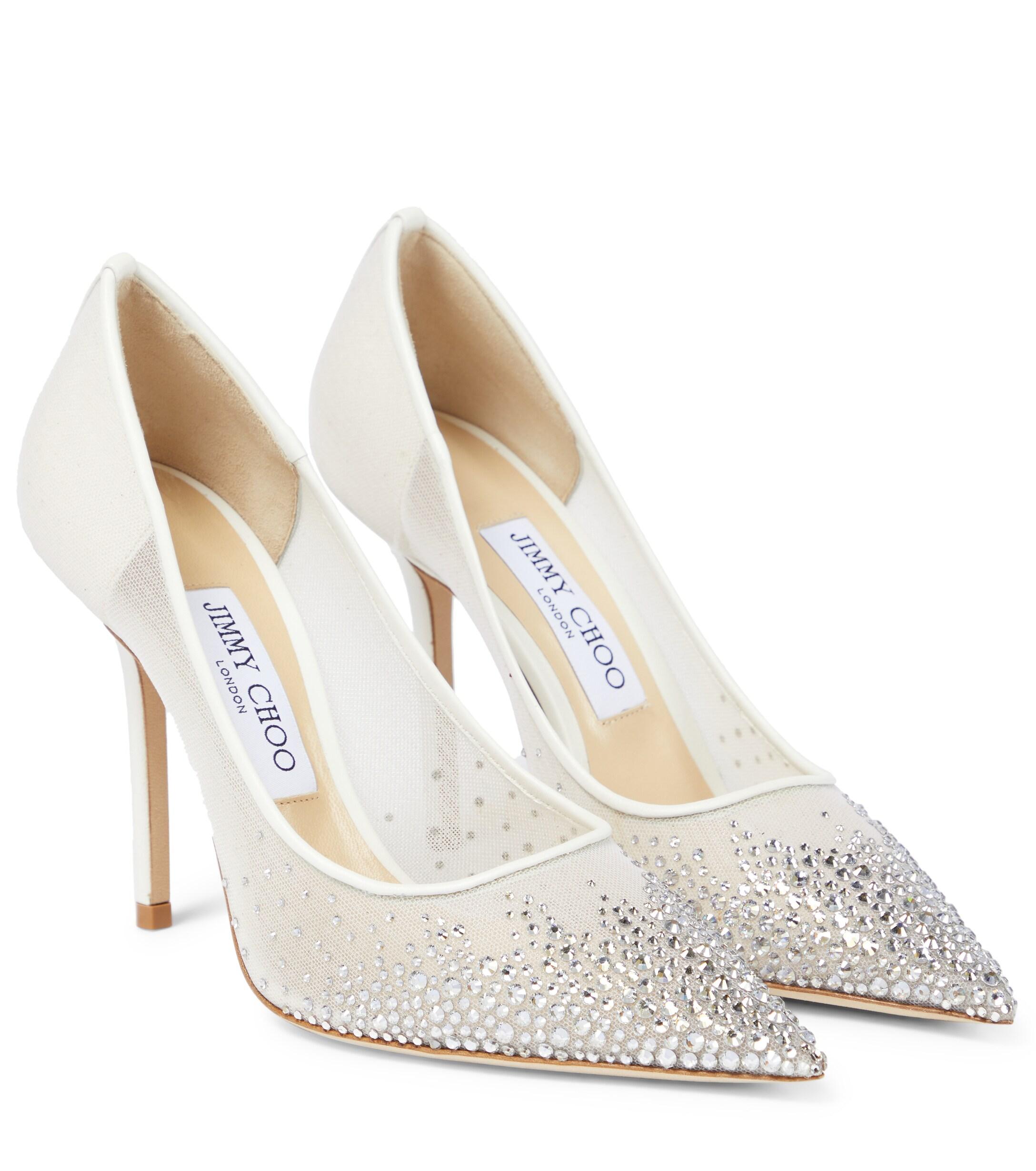 Jimmy Choo Love 100 Crystal-embellished Pumps in White | Lyst Australia