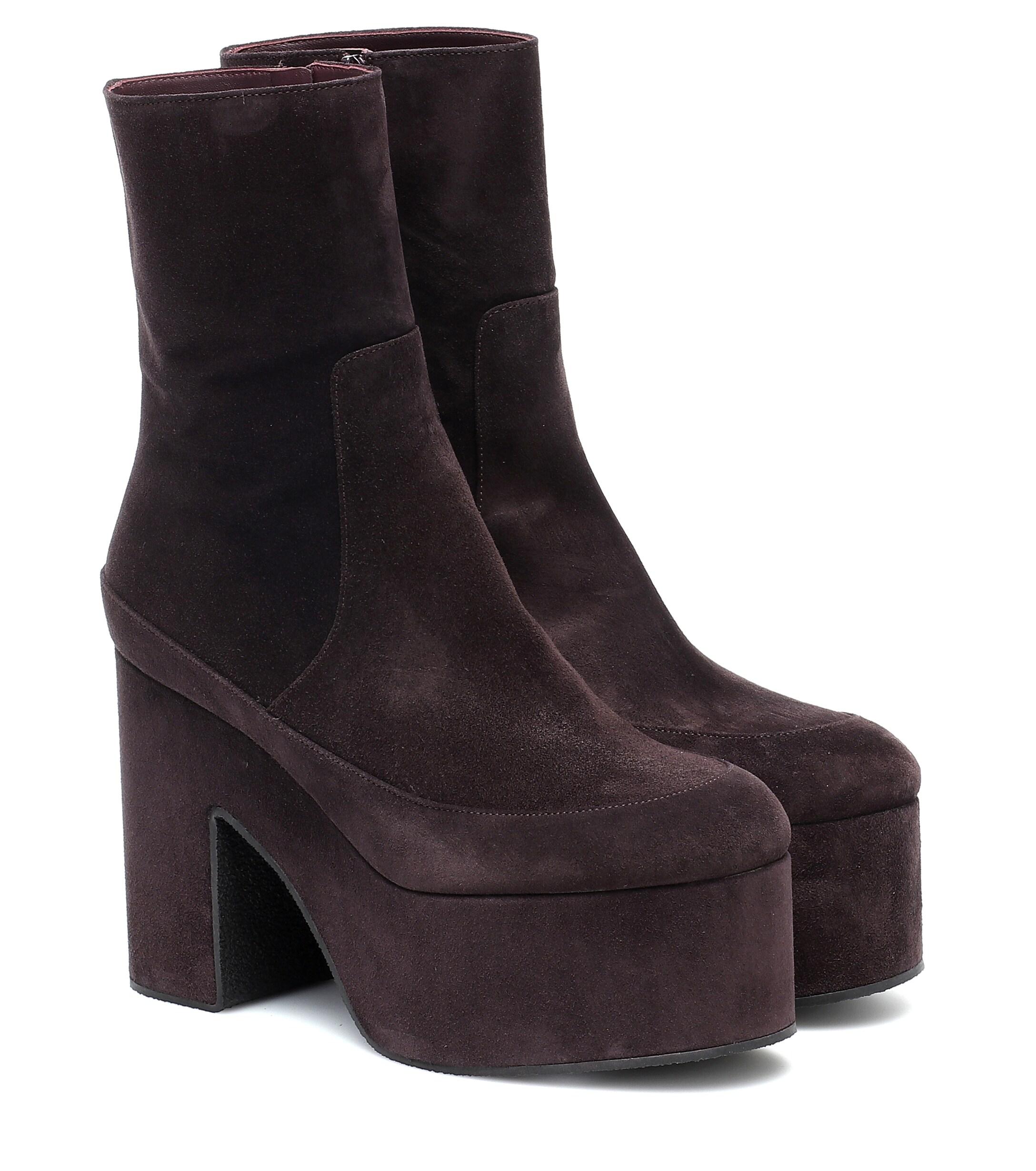 Dries Van Noten Suede Ankle Boots In Purple Lyst