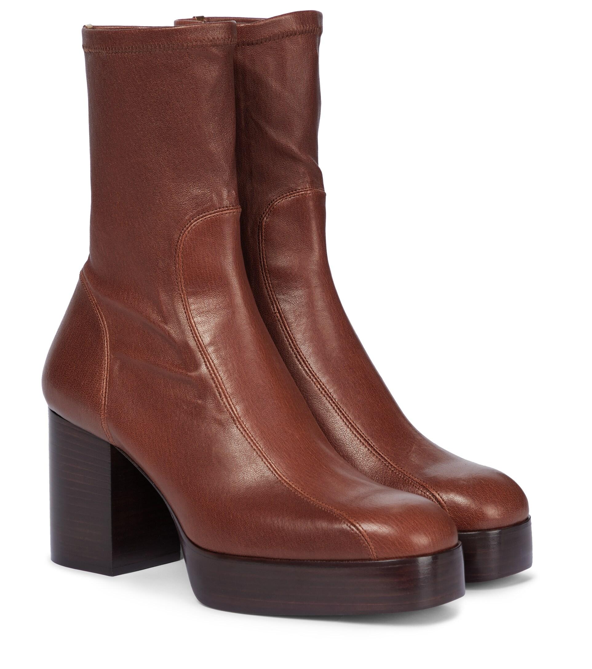 Chloé Chloe Izzie Leather Platform Boots in Brown | Lyst