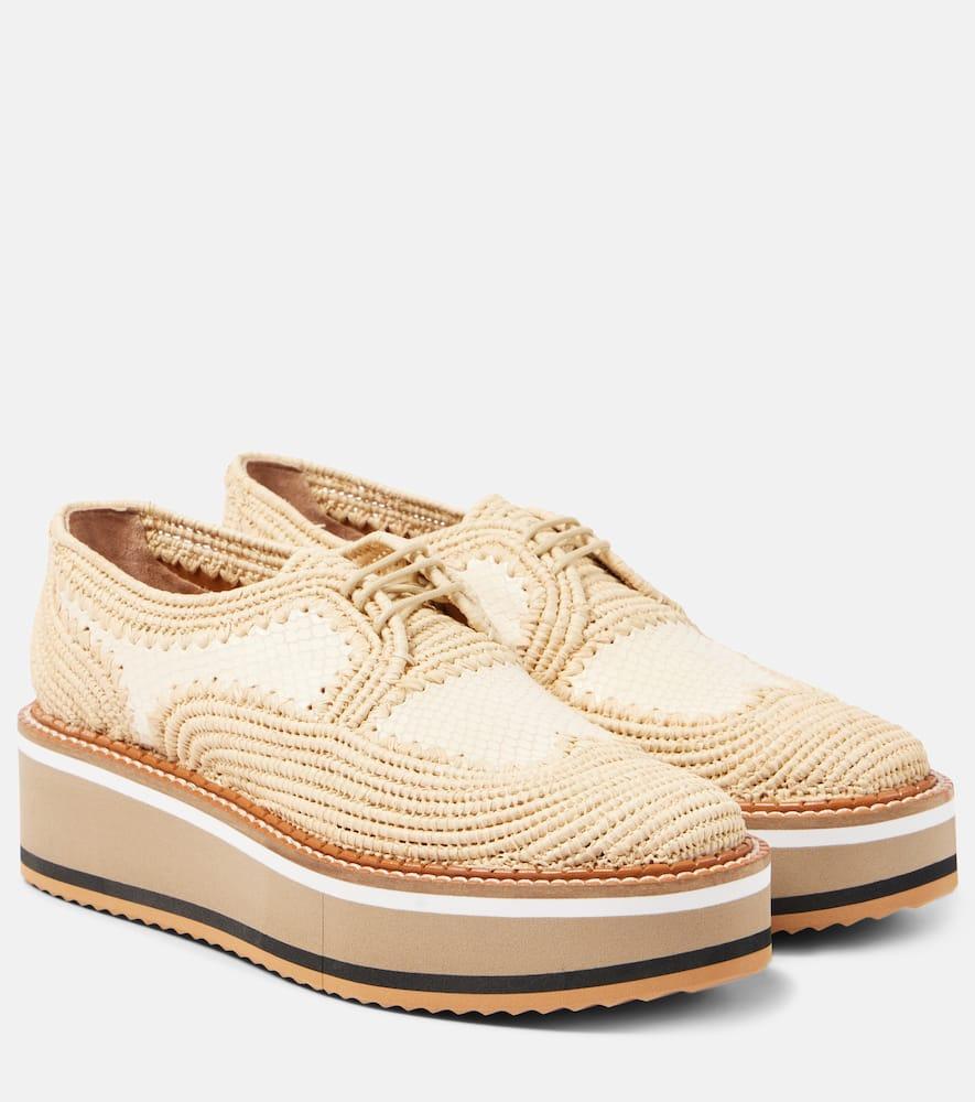 Robert Clergerie Blake Raffia Platform Brogues in Natural | Lyst