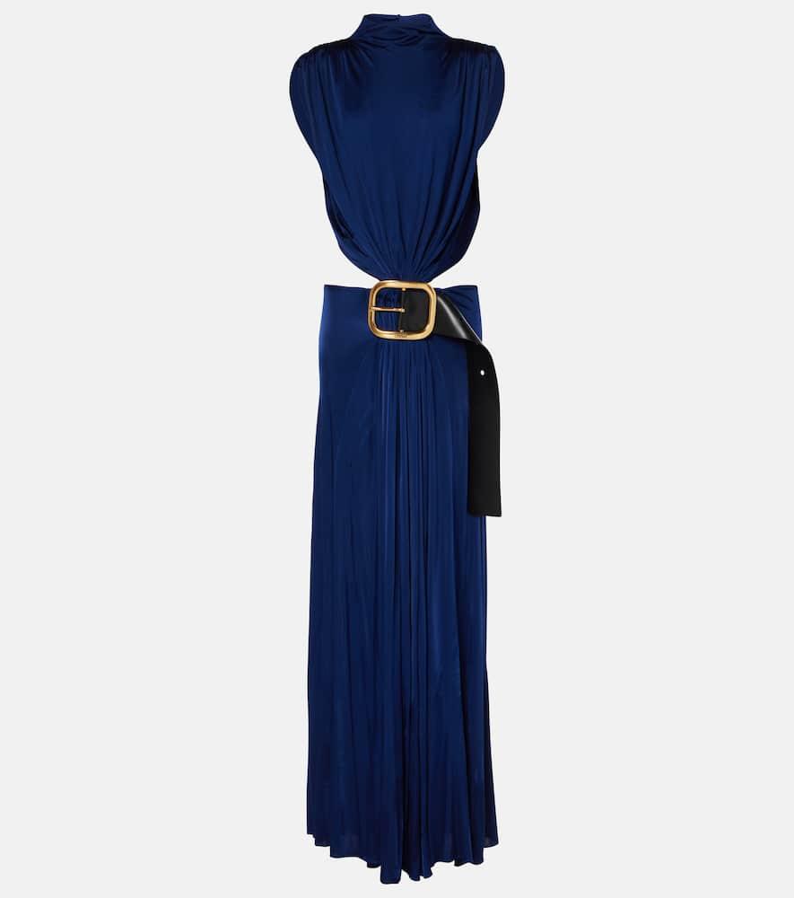 Loewe Belted Cutout Draped Gown in Blue | Lyst
