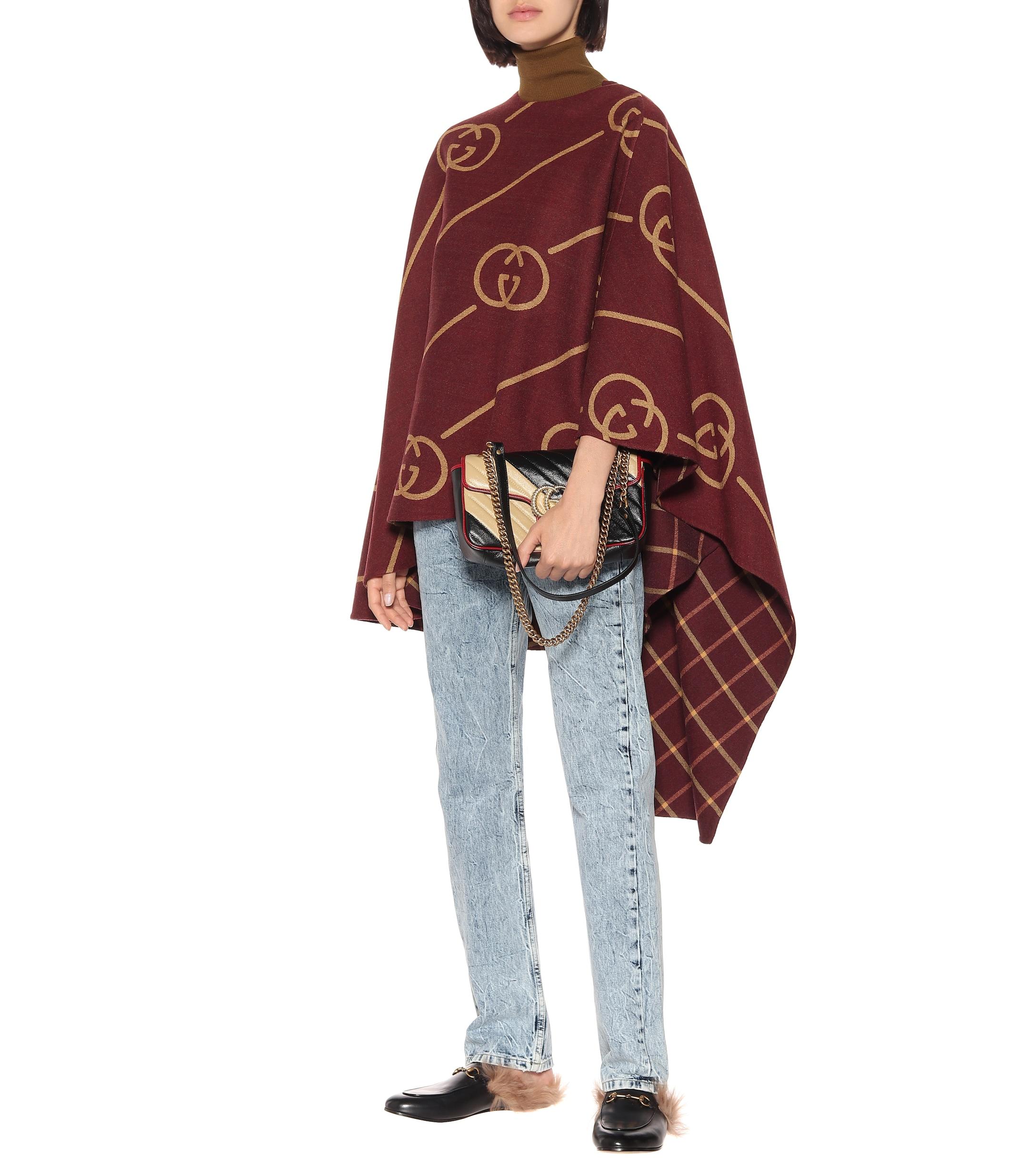 Gucci Interlocking G Asymmetric Cape in Bordeaux (Brown) - Lyst