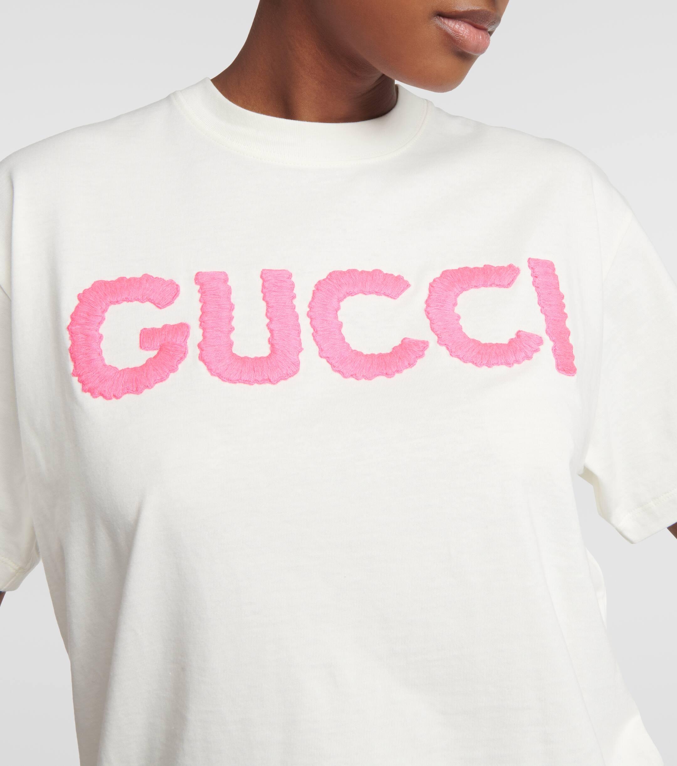 Gucci Logo-embroidered Cotton-jersey T-shirt in White | Lyst UK Gucci Logo-embroidered Cotton-jersey T-shirt in White | Lyst UK