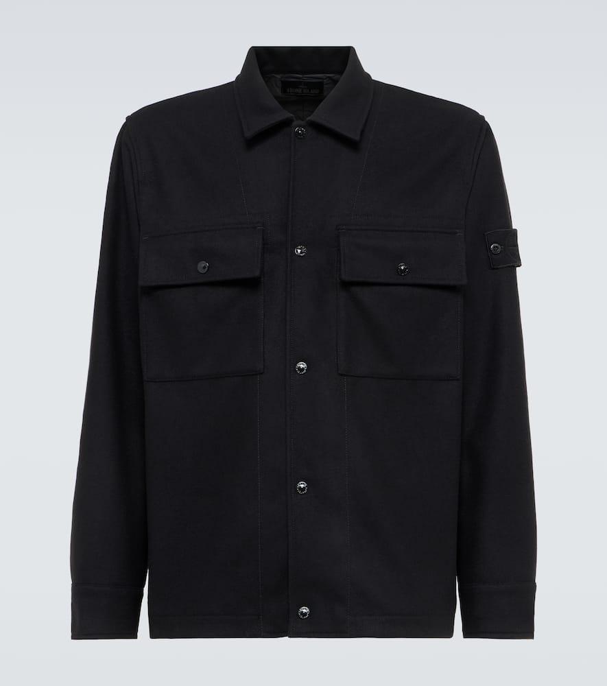 Stone Island Ghost Compass Wool-blend Overshirt in Black for Men | Lyst