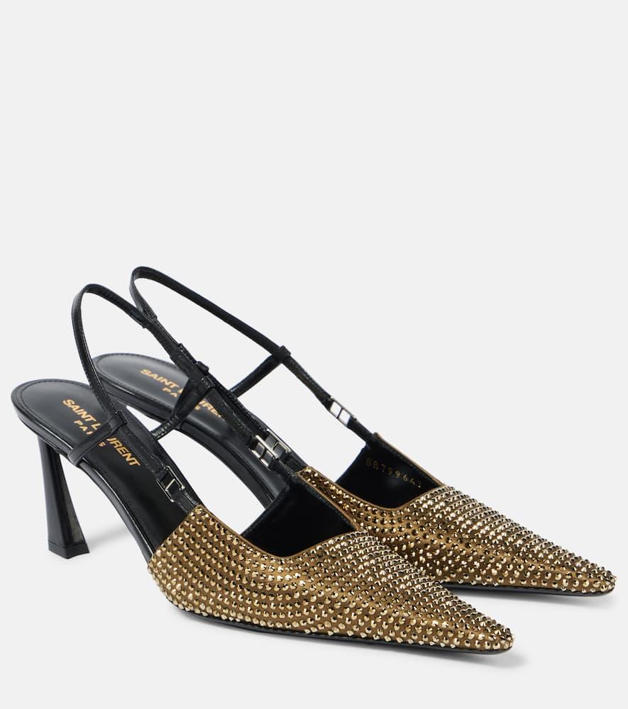 Saint Laurent Leather-trimmed Sandals in Metallic | Lyst