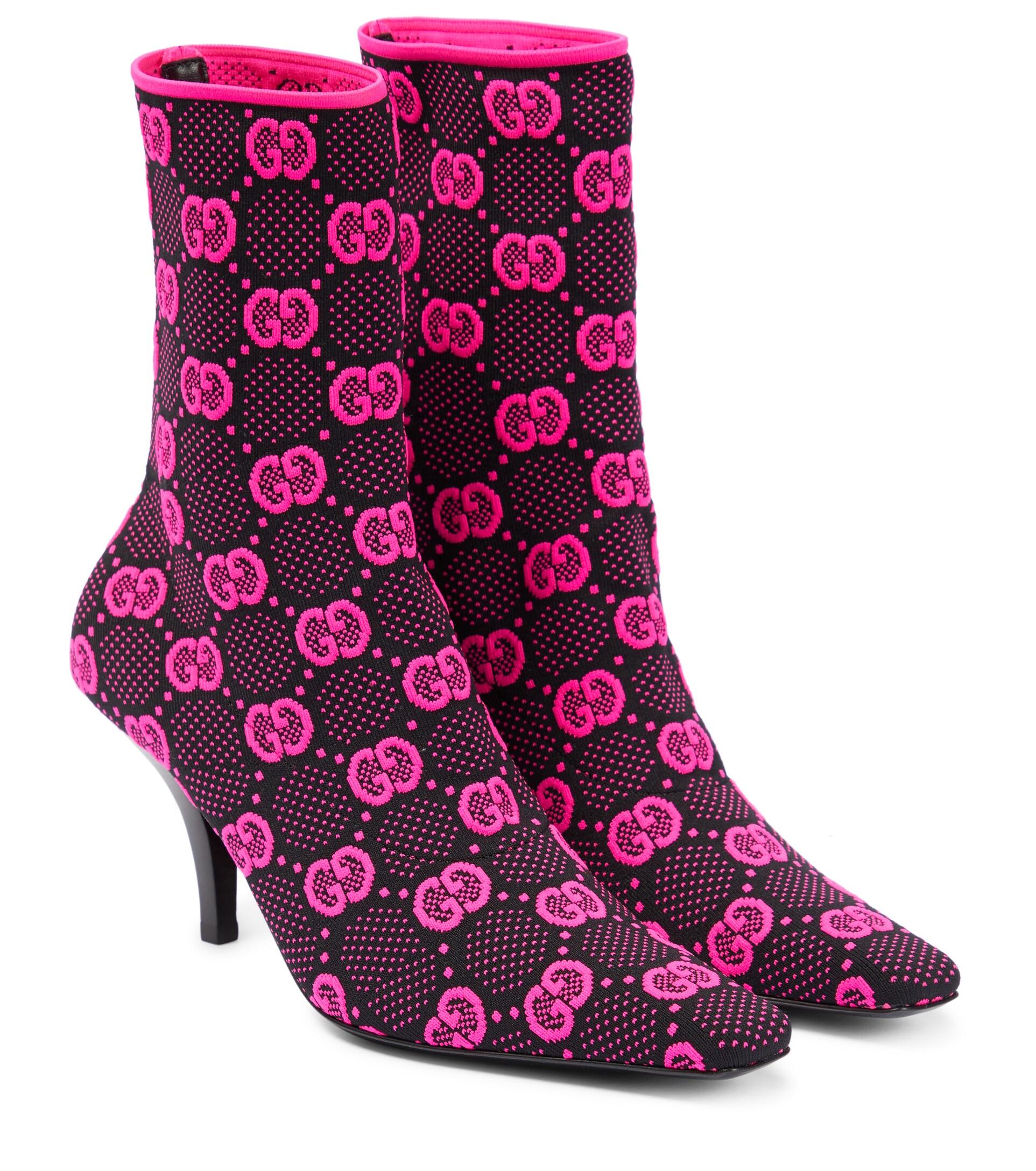 Gucci GG Knit Sock Boots in Purple | Lyst