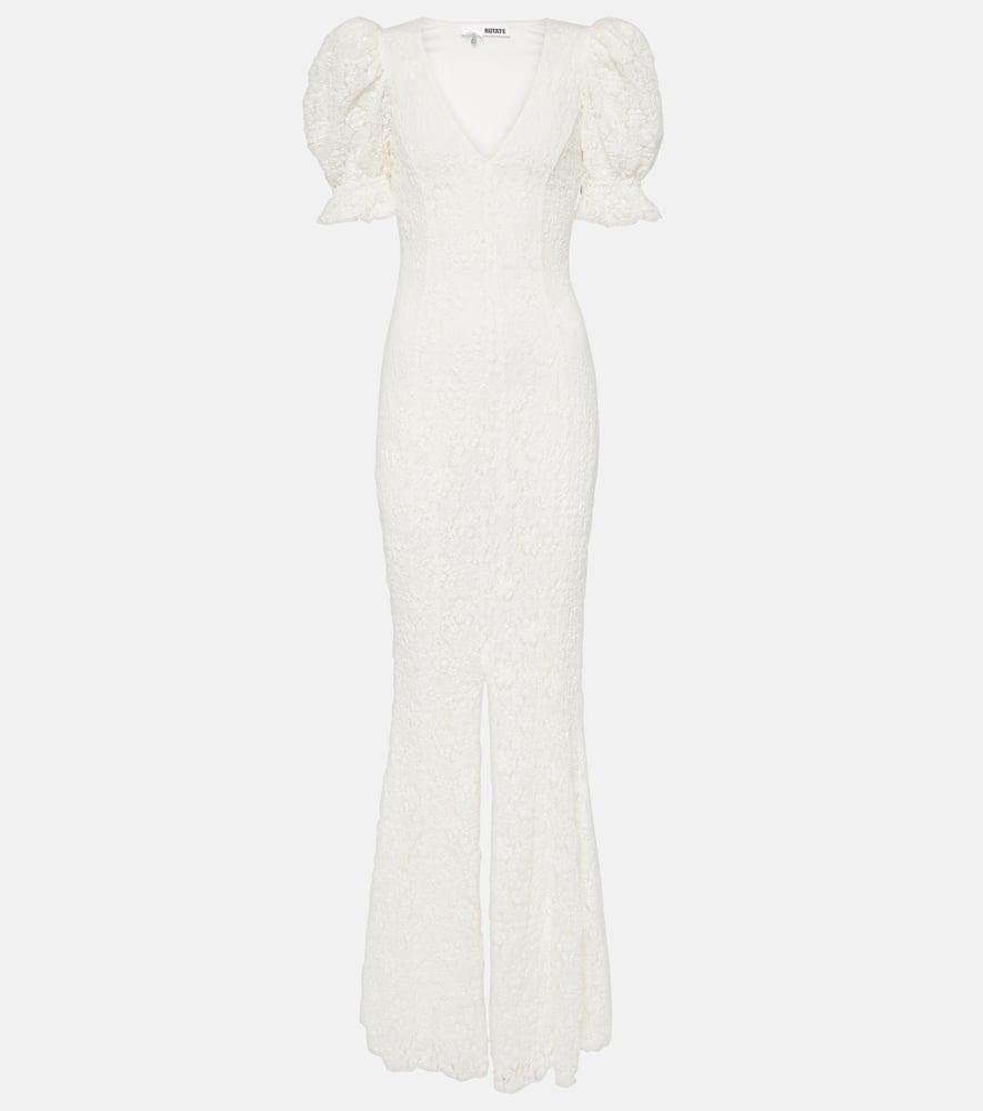 ROTATE BIRGER CHRISTENSEN Bridal Puff-Sleeve Lace Maxi Dress in White ...