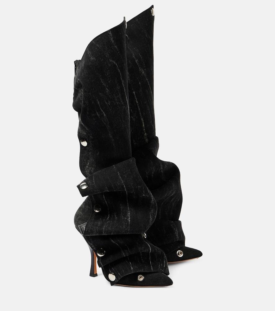 Y. Project Snap Denim Knee-High Boots in Black | Lyst