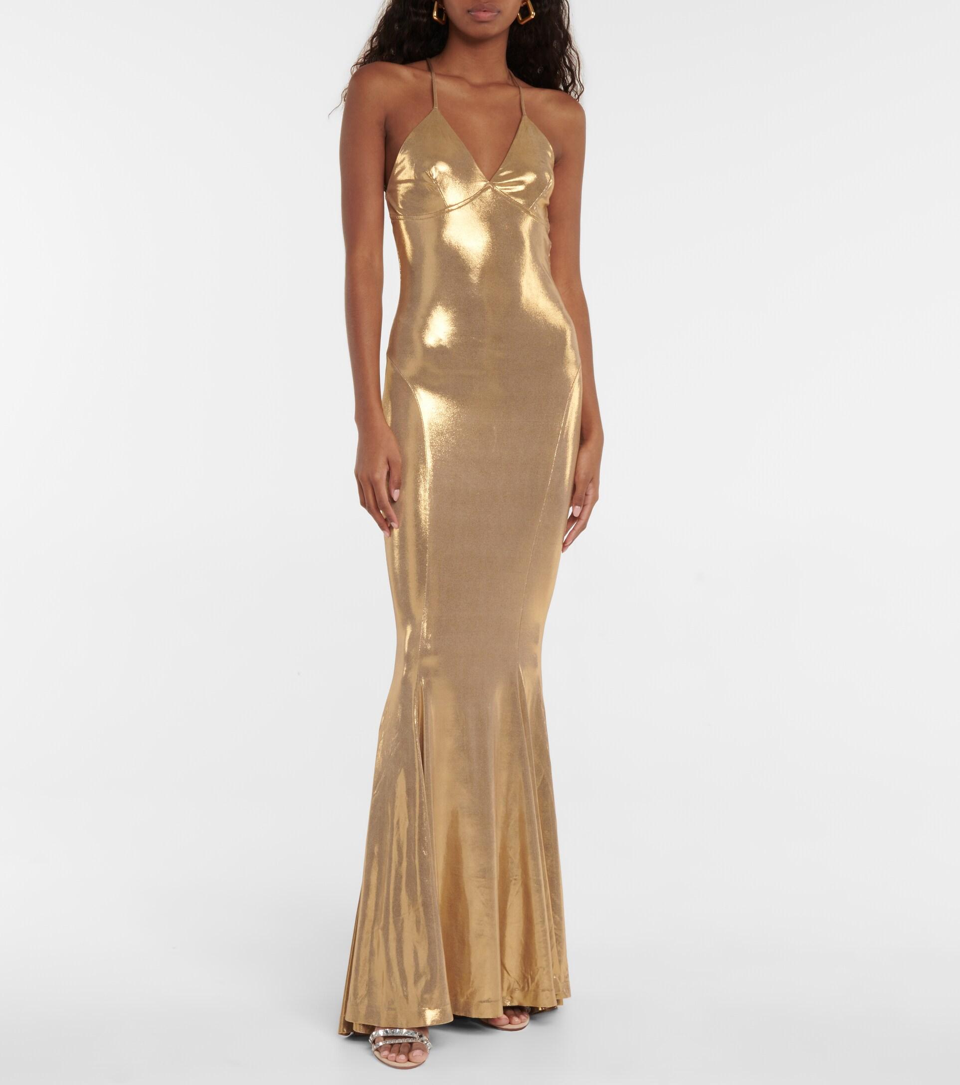 Norma Kamali Low Back Slip Mermaid Fishtail Gown In Gold REVOLVE | atelier-yuwa.ciao.jp