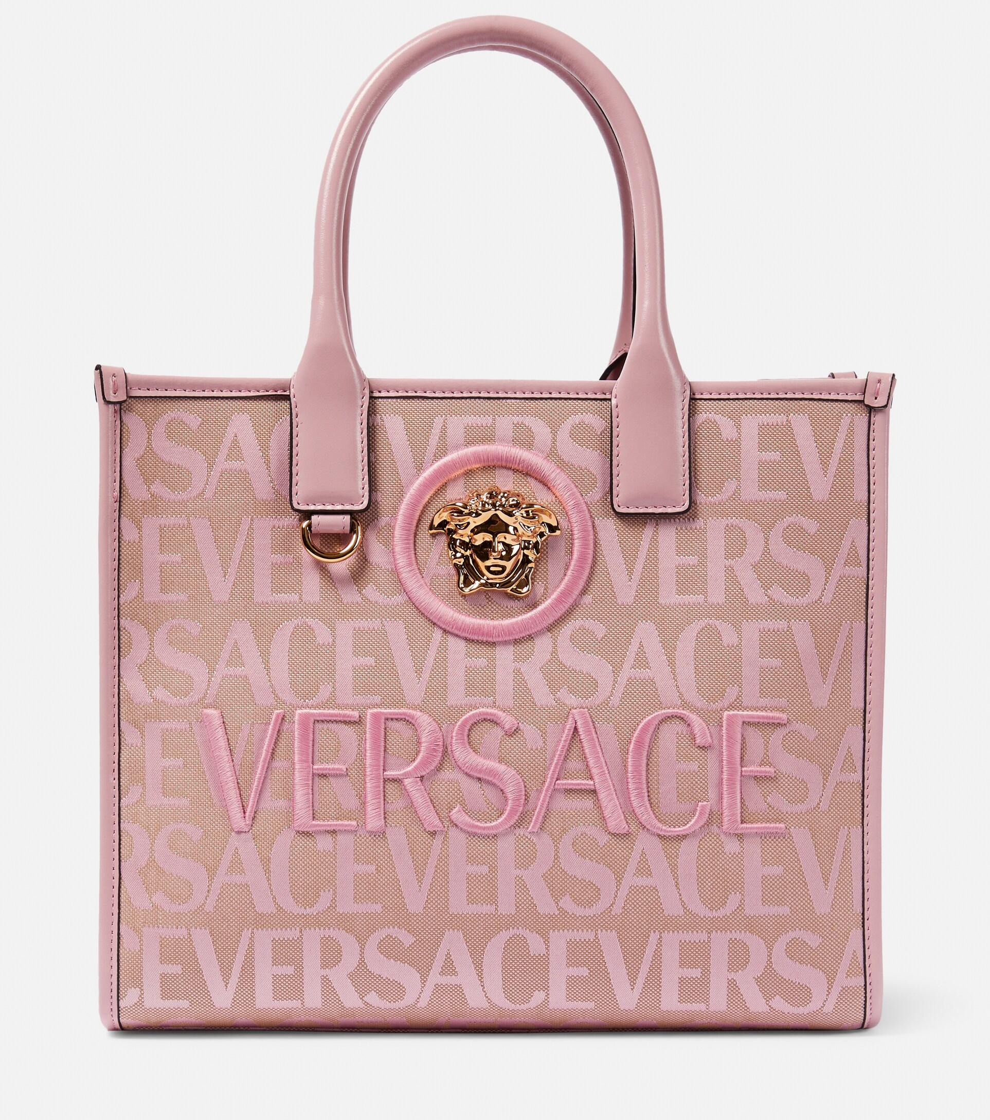 Versace Allover Small Tote Bag in Pink | Lyst