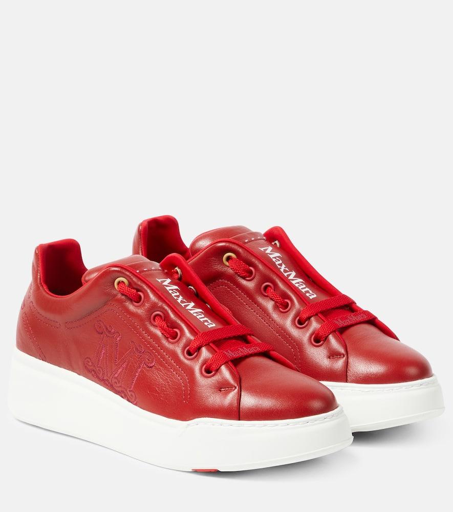 Max Mara Maxi Leather Sneakers in Red | Lyst