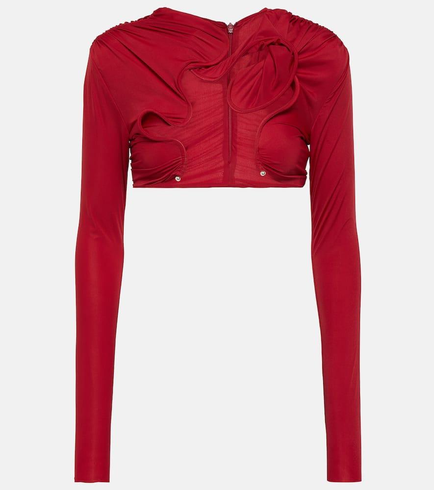 Christopher Esber Venus Twisted Mesh Crop Top in Red | Lyst