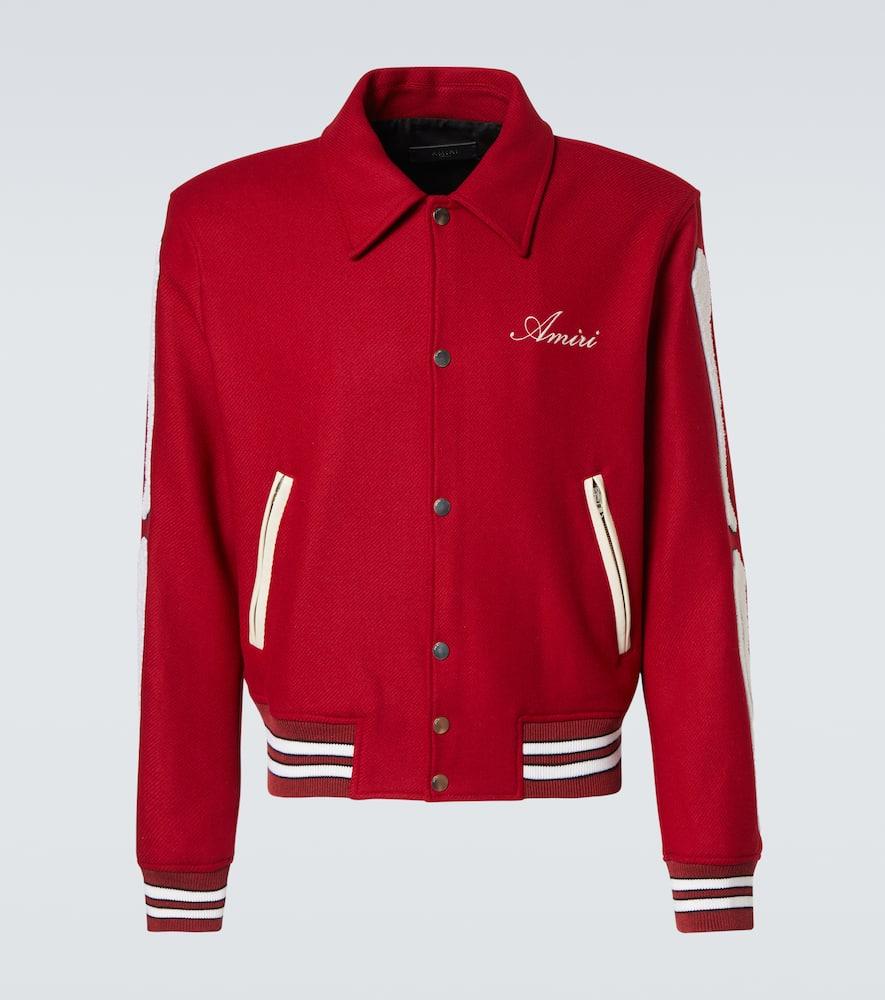 Amiri Bones Wool-Blend Varsity Jacket in Red for Men | Lyst