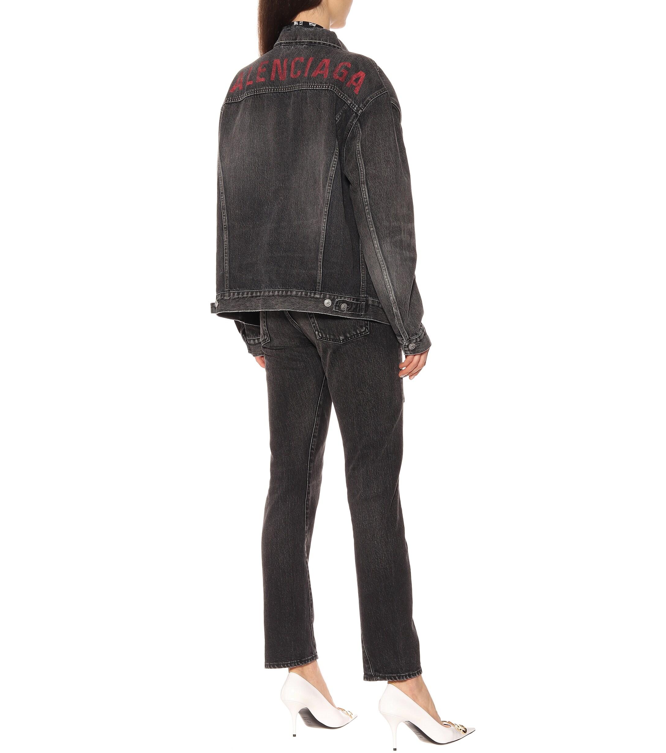 Balenciaga Logo Oversized Denim Jacket in Black - Lyst
