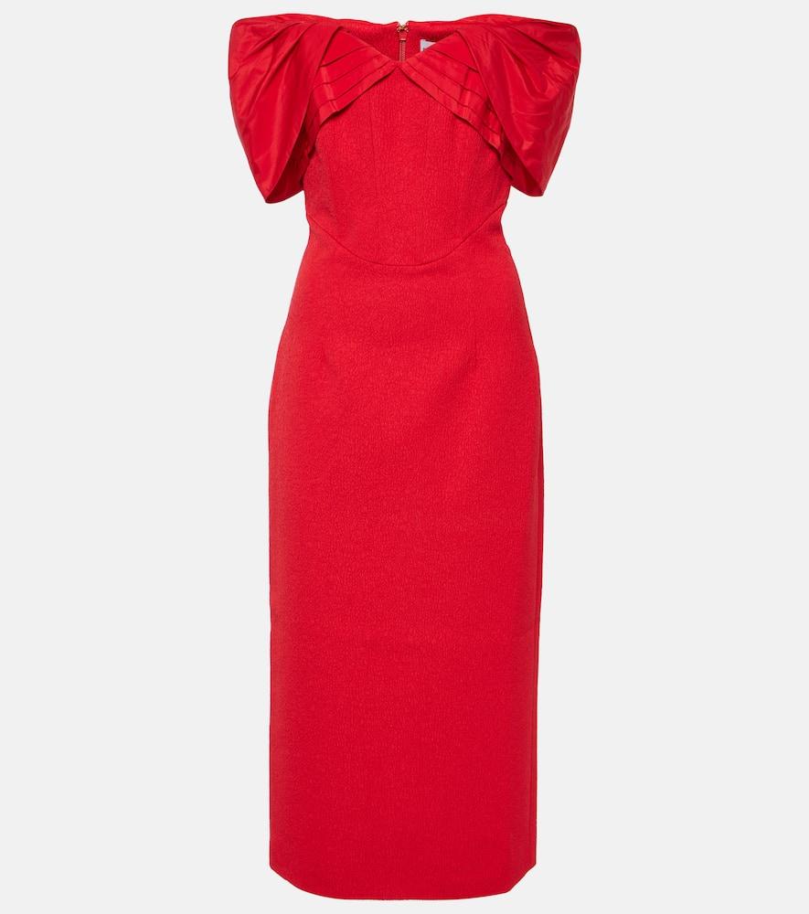 Rebecca Vallance Chiara Off-Shoulder Crepe Midi Dress in Red | Lyst