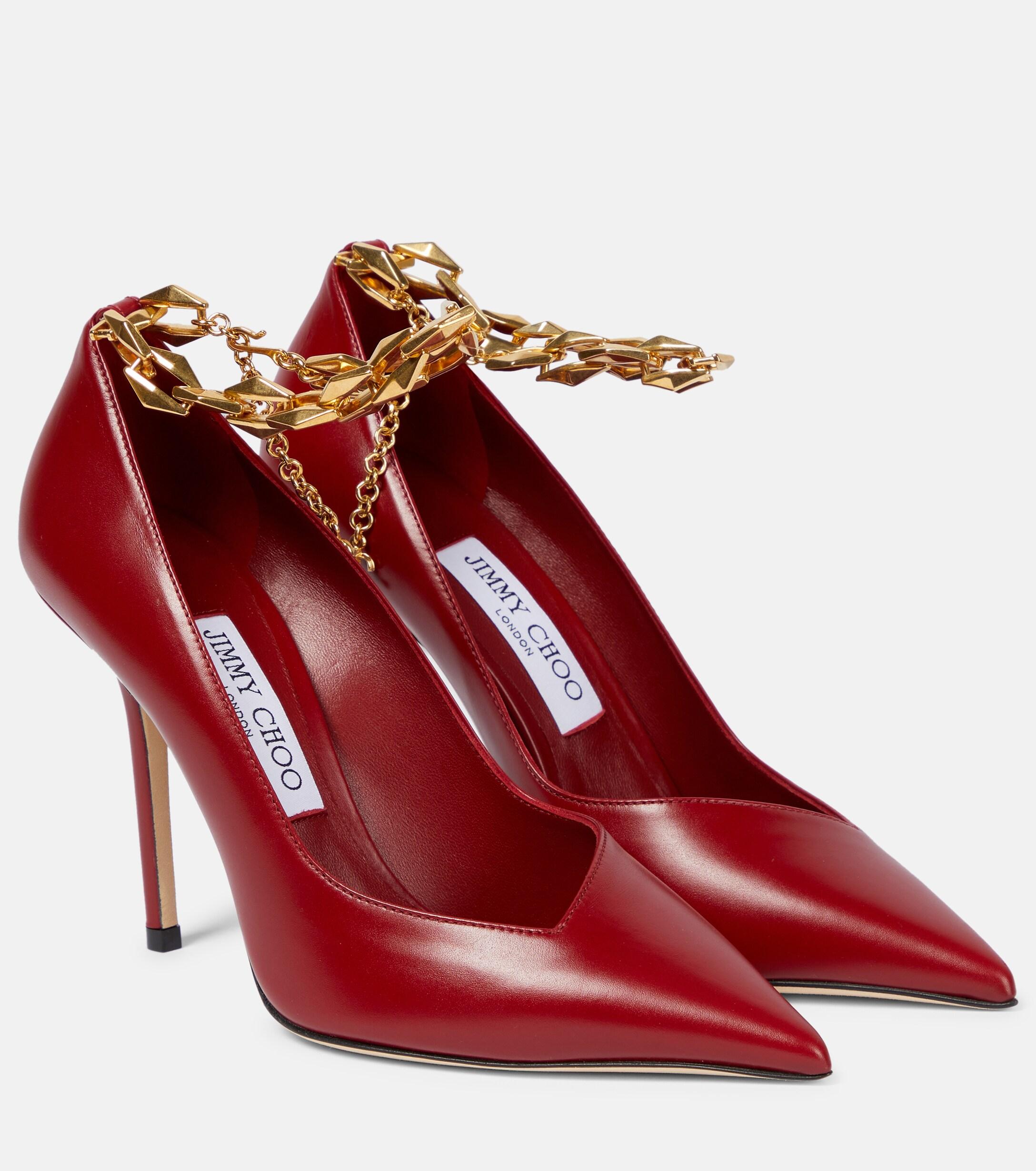 Jimmy Choo Diamond Talura 100 Leather Pumps In Red Lyst Canada